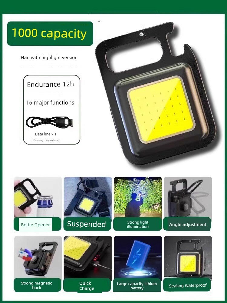 Миниатюрный уличный фонарь-прожектор, сверхъяркий, с магнитом, мощный, для наружного освещения Алюминиевый сплав⭐Брелок