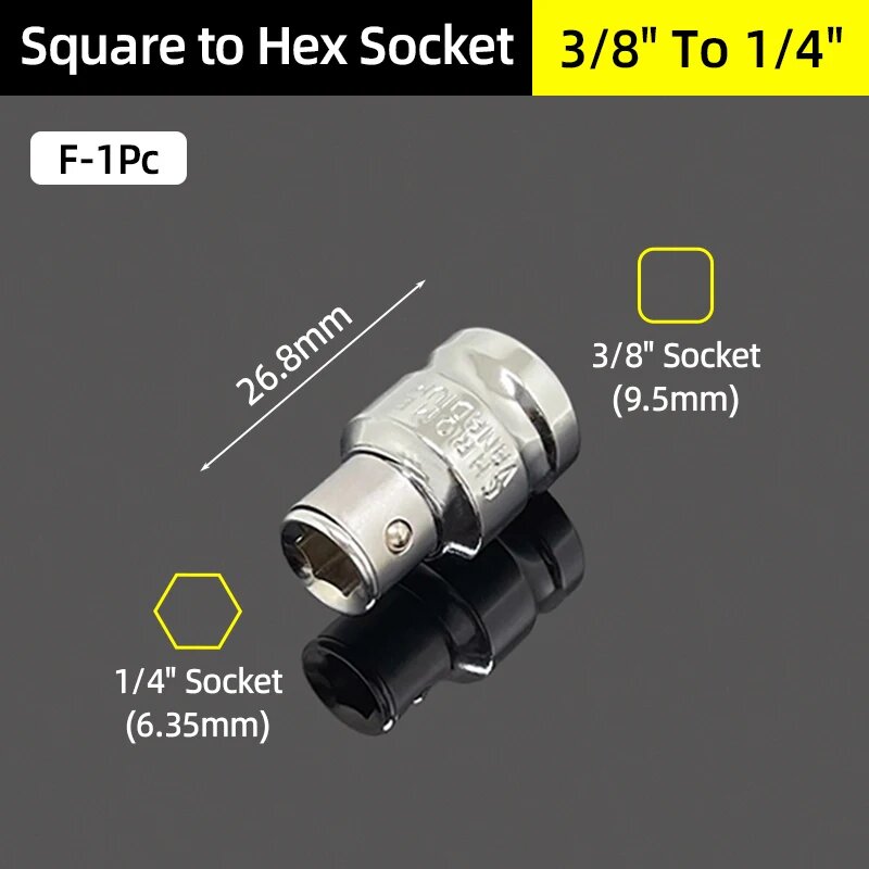 Переходник для торцевых головок, набор переходников-переходников 3/8 на 1/2 3/8 1/4 1/2 на 1/2 F-1Pc