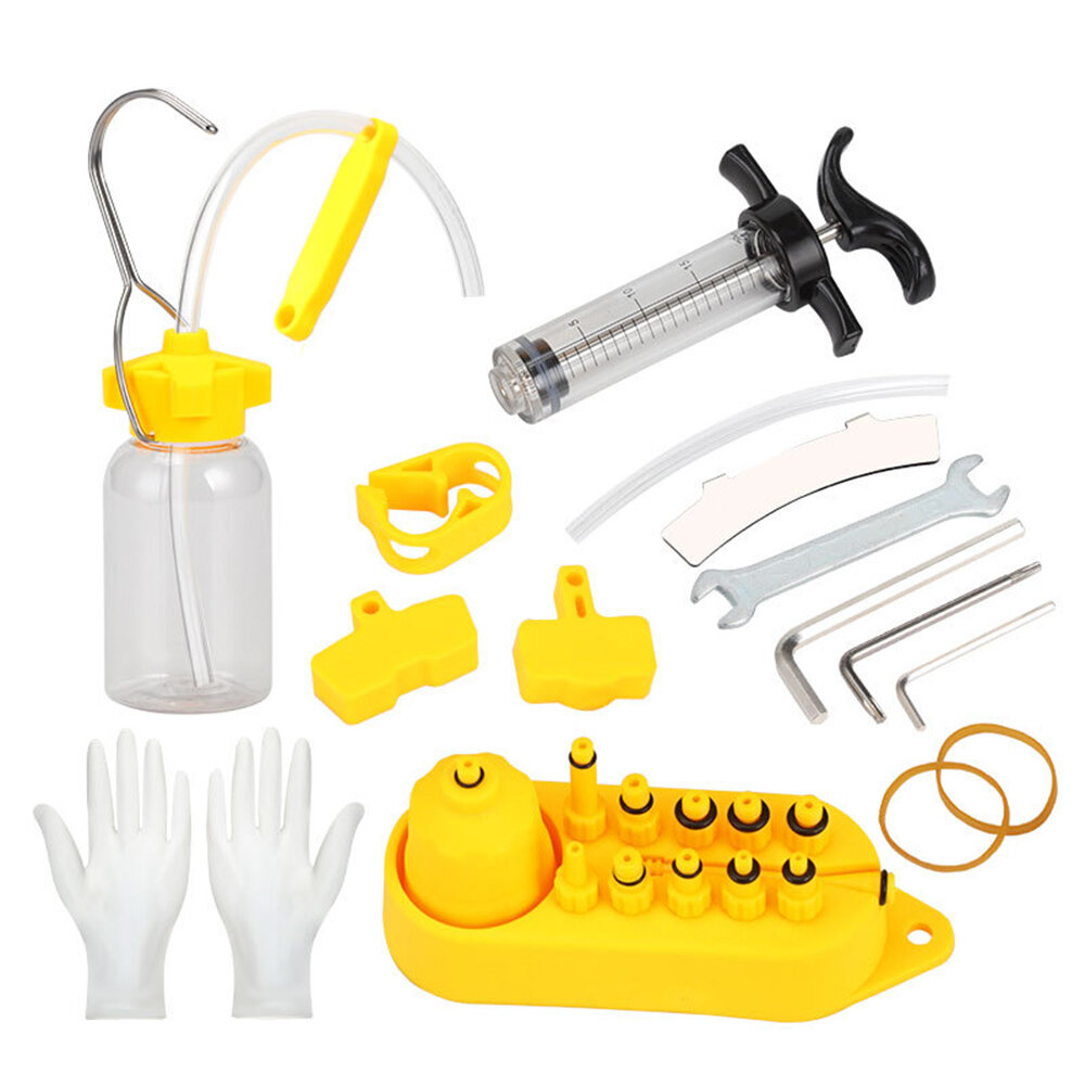 Набор инструментов для замены масла гидравлической тормозной системы для горных велосипедов, инструмент для впрыска масла в гидравлические дисковые тормоза, набор инструментов для ремонта велосипедов, Material: PP + Нейлон + Сталь + ПУ, Color: Show as