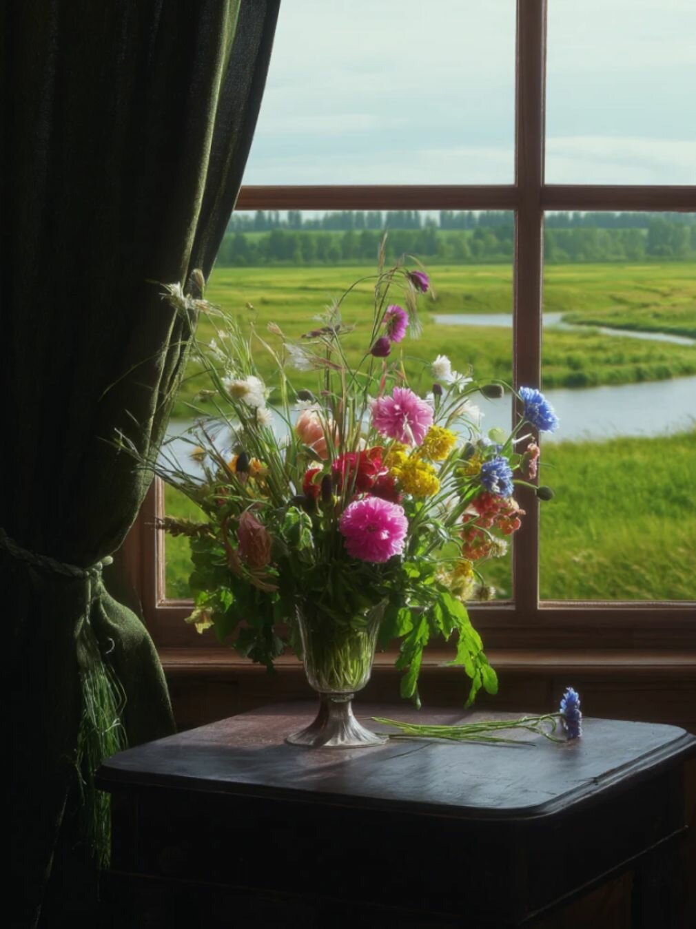 Алмазная мозаика на подрамнике 40*50 "Яркий полевой букет"