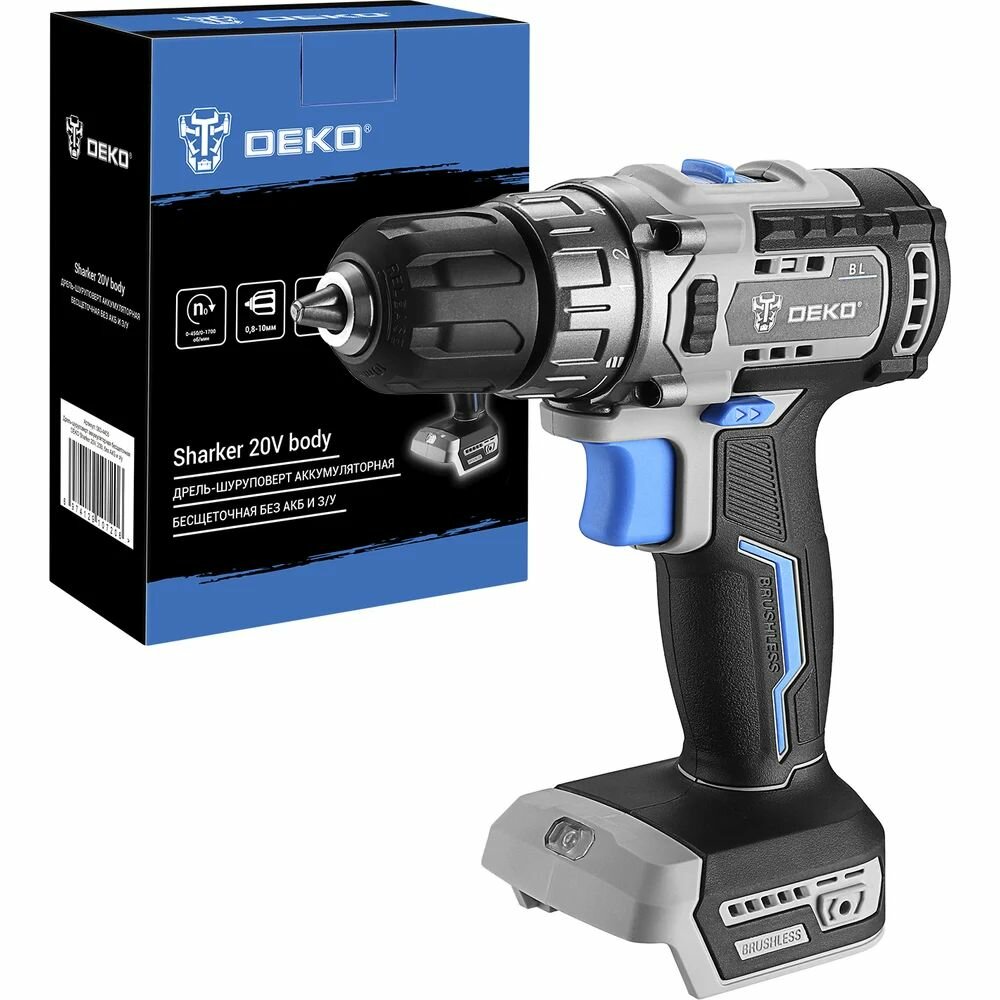Дрель-шуруповерт аккумуляторная бесщеточная DEKO Sharker 20V, 20В, без АКБ и з/у 063-4455