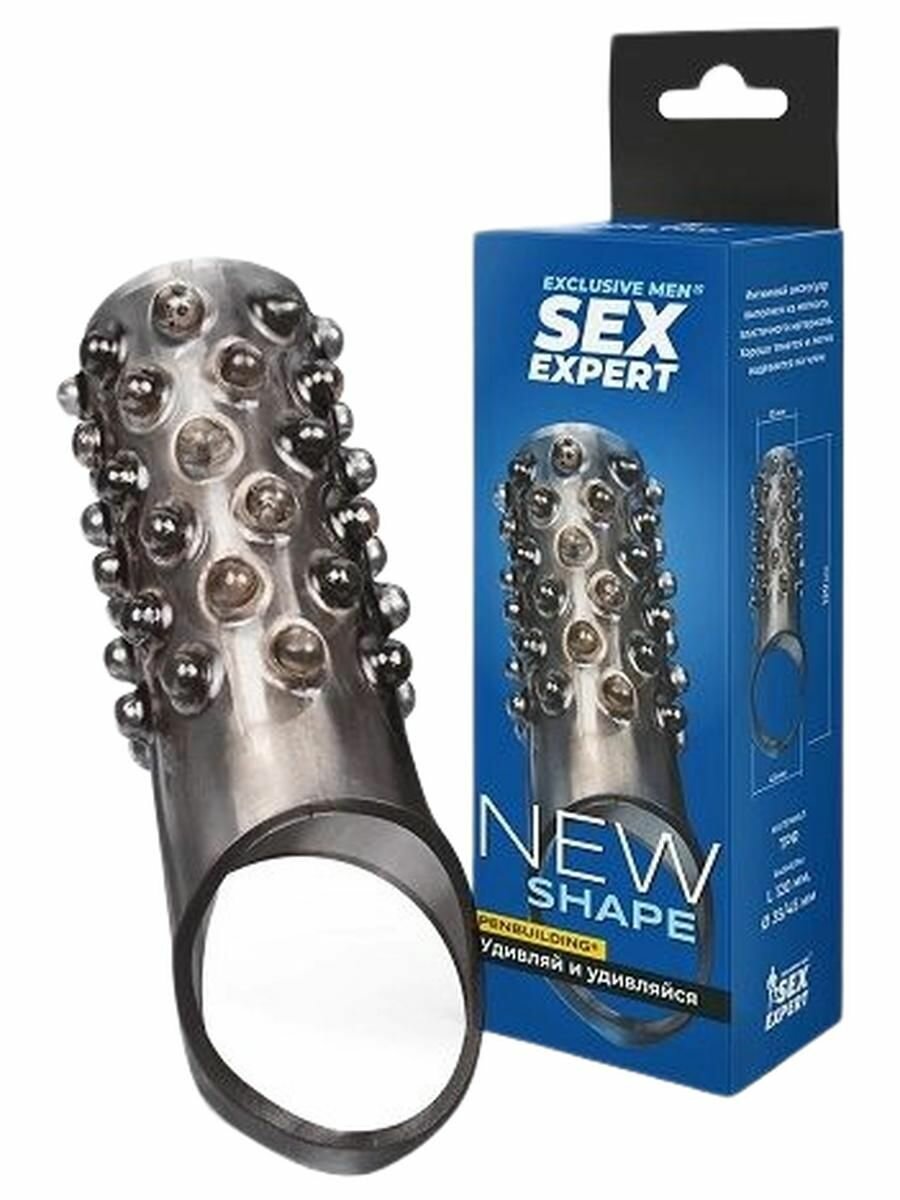 Насадка на член, Насадка на пенис с кольцом для мошонки, Размер - L, 120 мм, 45x35мм