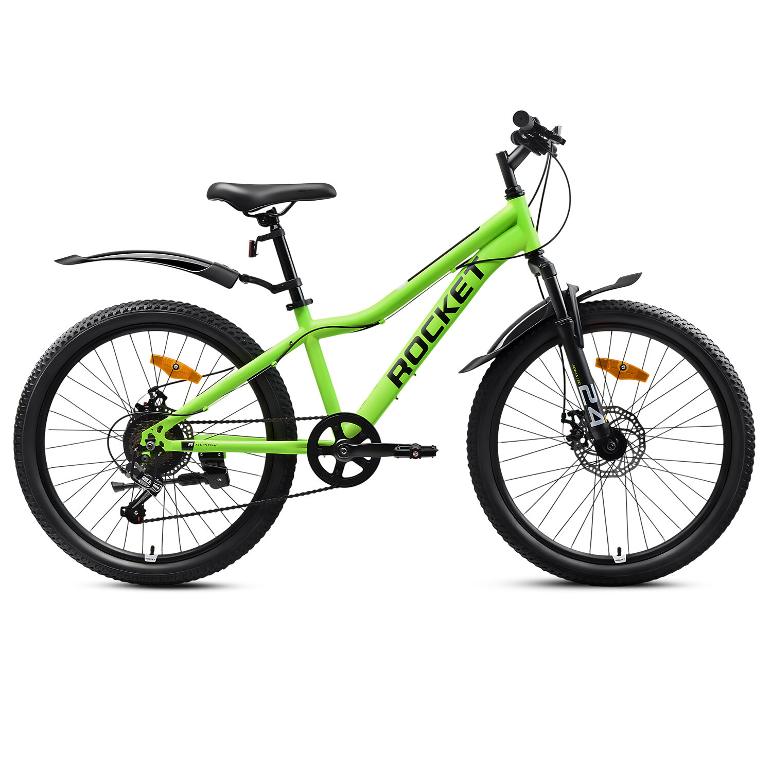 Велосипед подростковый 24" Rocket Teen 24, для детей 8-12 лет, рост 130-145 см, рама 13", 7 скоростей, салатовый