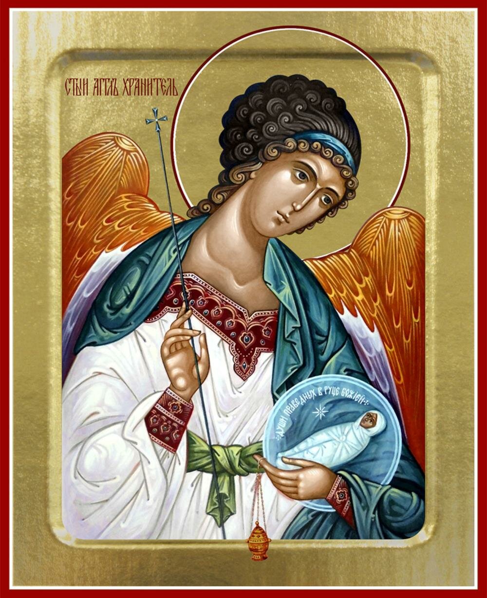 Икона Синопсисъ "Ангела Хранителя", с младенцем, на дереве, 125 х 160, 2021 г
