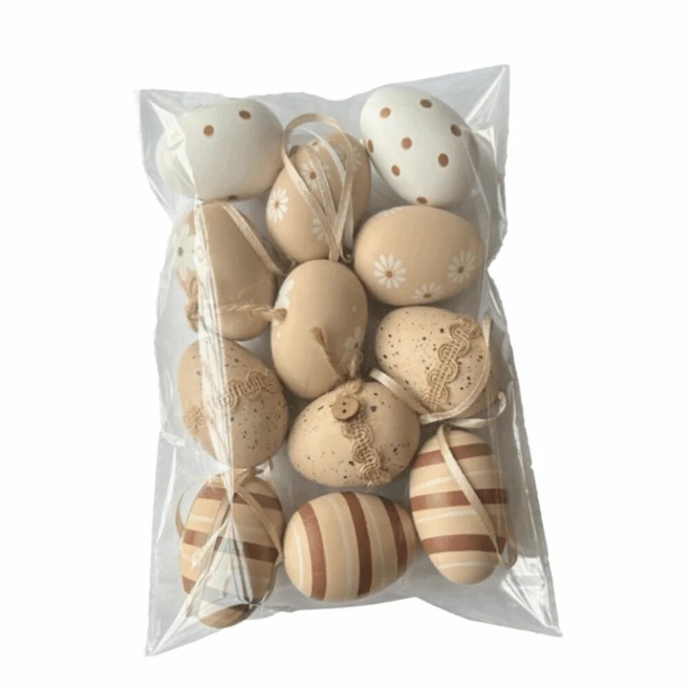 12 шт./компл, мультяшное пасхальное яйцо с ручной росписью, сделай сам, ручная роспись, пасхальное имитационное яйцо, яркий цвет, декоративное