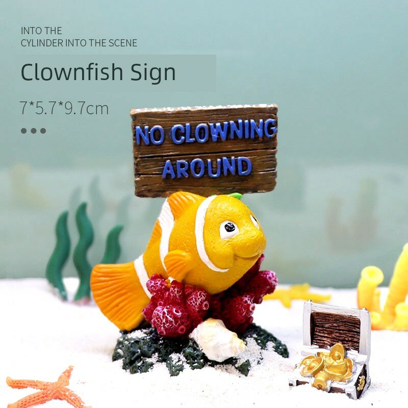 Декор для аквариума: имитация коралла, укрытие для рыб и креветок, знак-указатель (имитация коралла) знак рыбы-клоуна