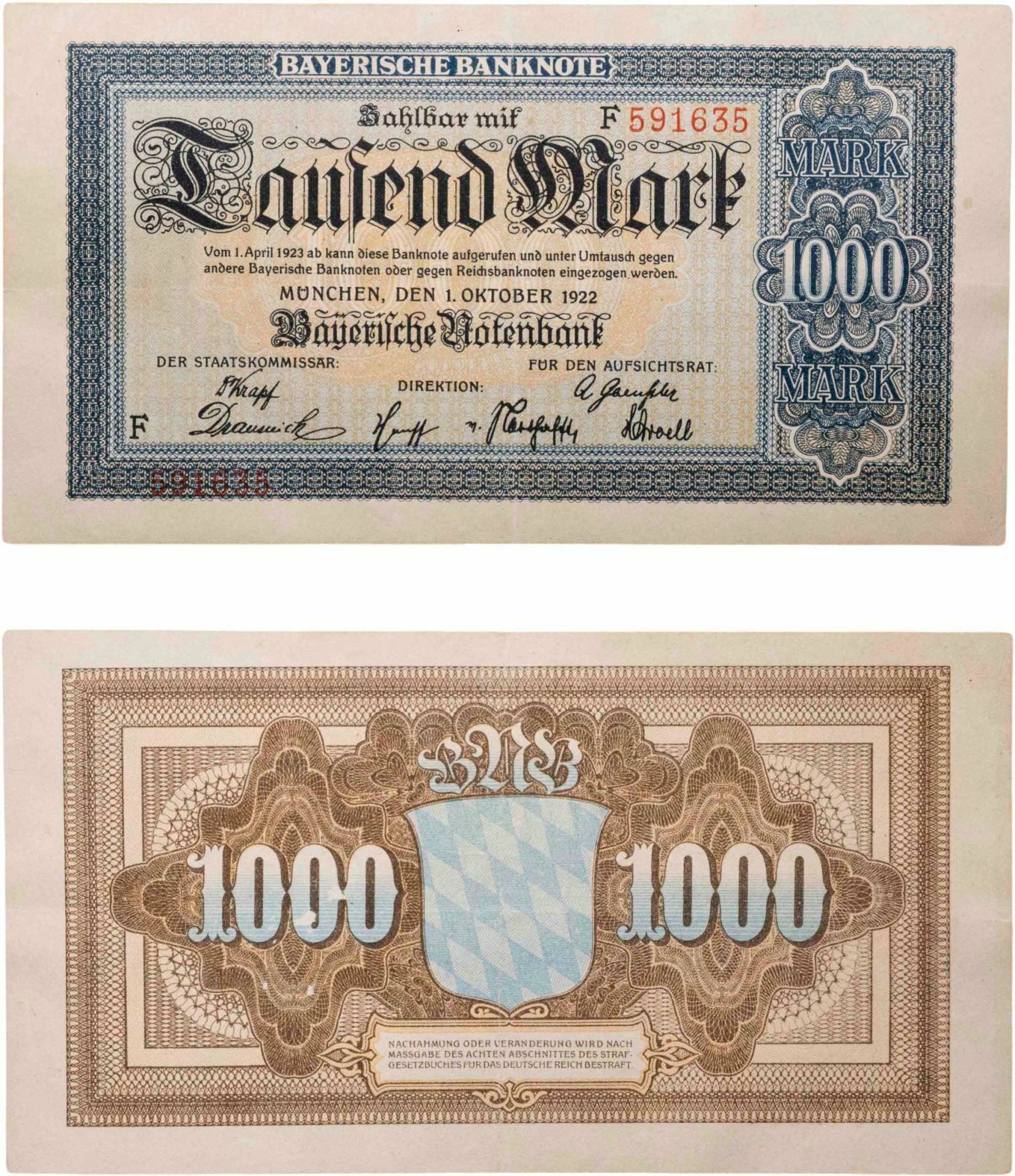 Германия 1000 марок 1922