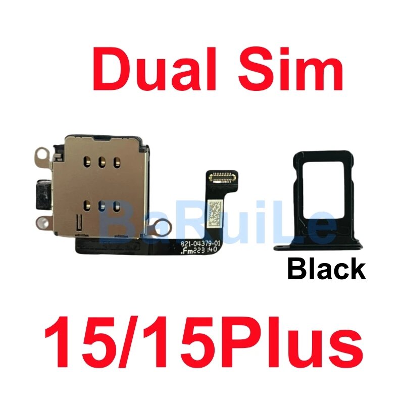 Держатель SIM-карты Dual Sim для iPhone 15/15 Plus Black