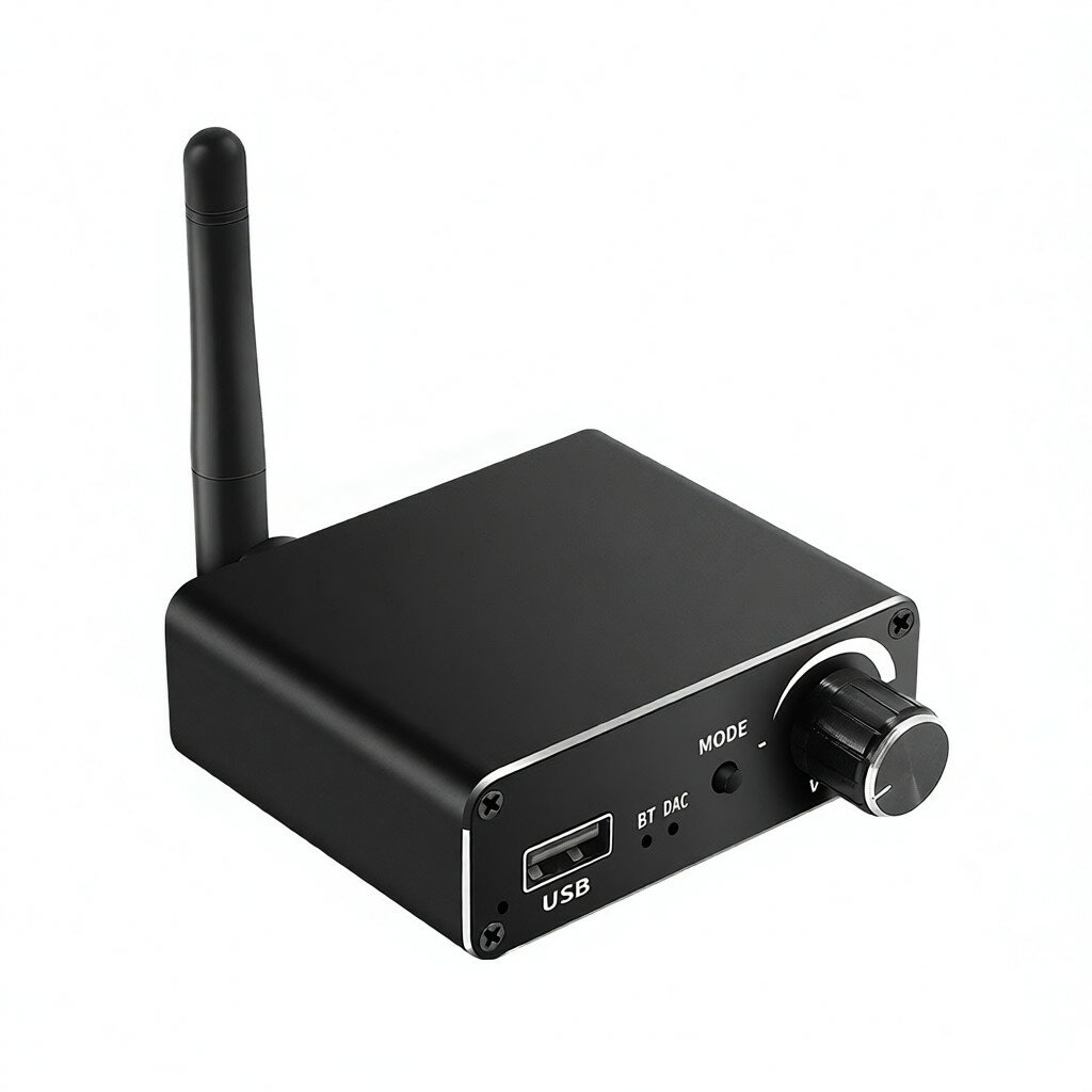 Конвертер аудио D18 мультифункциональный поддержка приема BT цифровой оптоволоконный коаксиальный в аналоговый аудио воспроизведение с USB-флешки черный алюминиевый сплав 10Hz-20kHz SNR >110dB BT 5.0 диапазон передачи 20 метров импеданс 75Ω входы