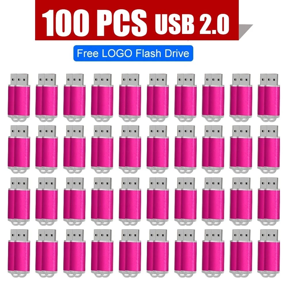 USB-флешки oeny 64 ГБ, 32 ГБ, 4 ГБ, 8 ГБ, 16 ГБ USB 2.0 2GB x 100pcs, 100pcs pink