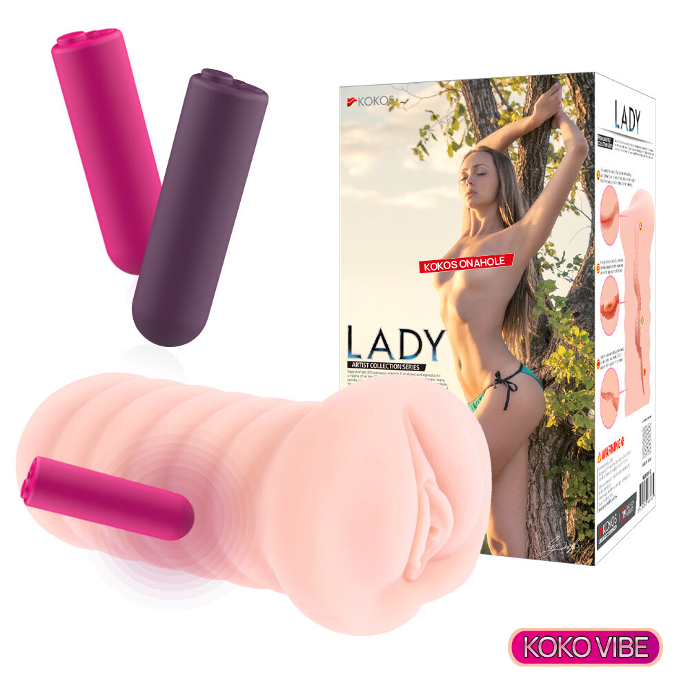 Мастурбатор с вибропулей Lady "Lady Artist Collection Series", телесный, ТПР, Kokos, реалистичный рельеф