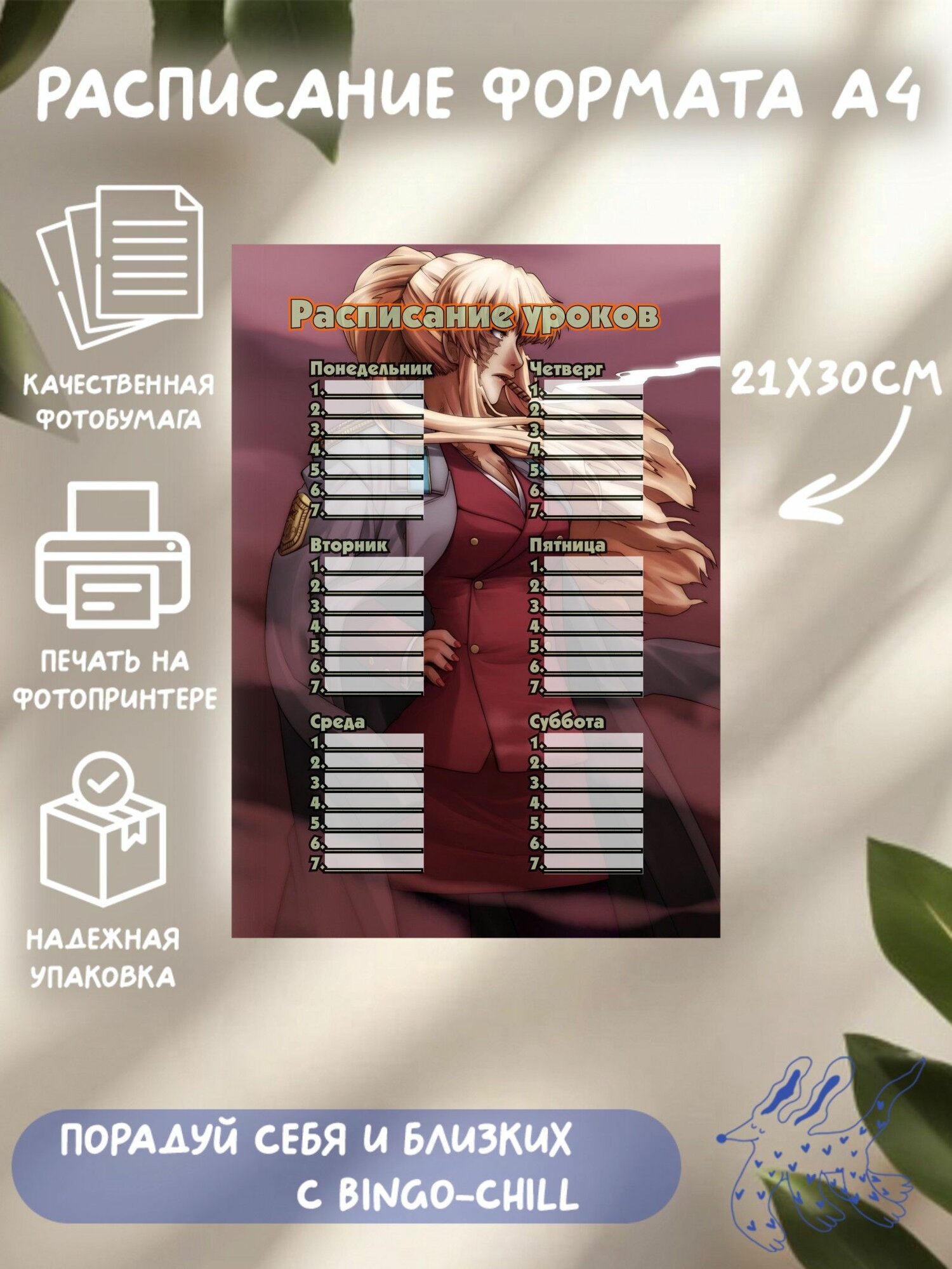 Расписание уроков формата А4, "Пираты Чёрной Лагуны"