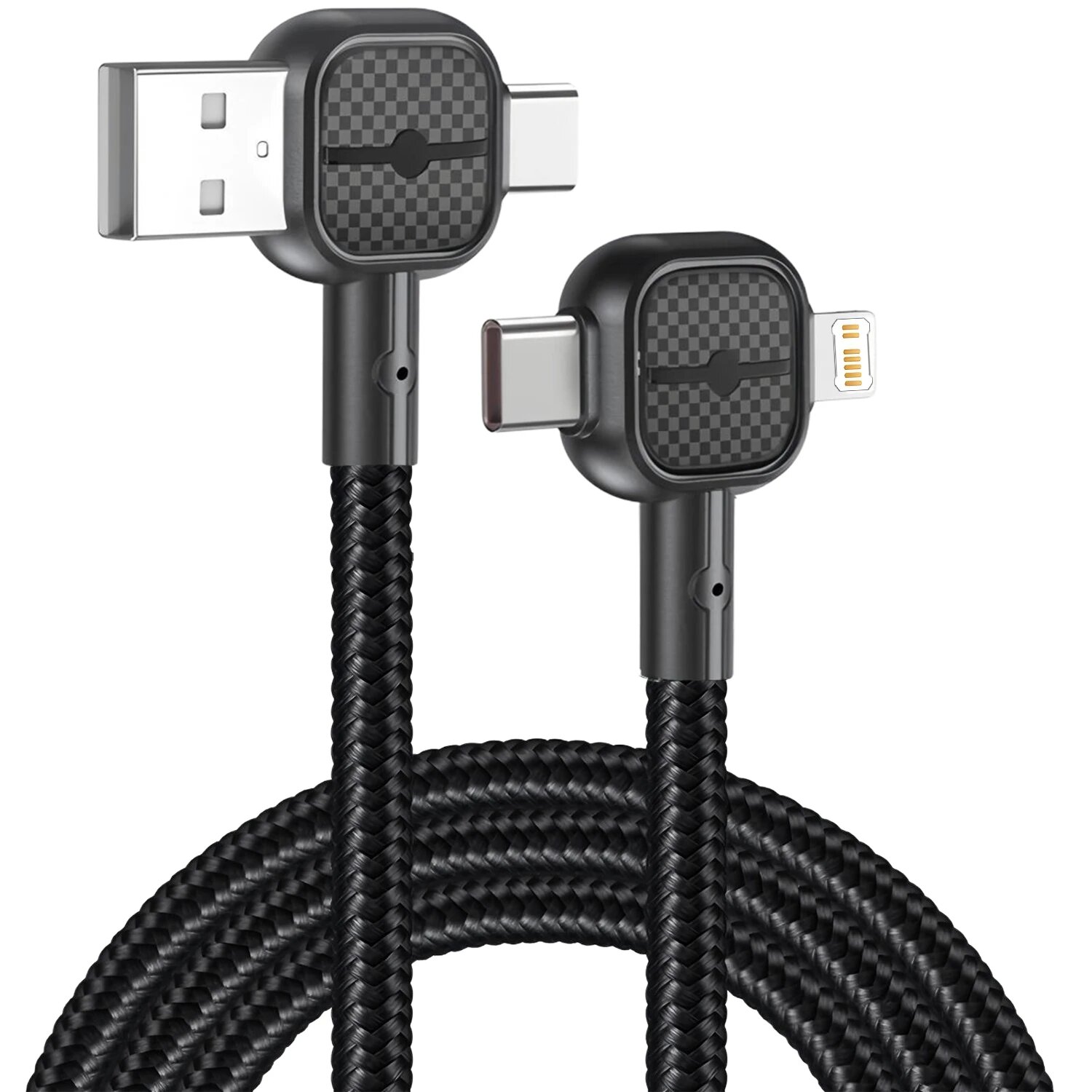 Кабель USB Type-C 4-в-1, 240 Вт, С Быстрой Зарядкой PD Для iPhone 15/14 Pro Max, MacBook, iPad, Xiaomi — Плетеный