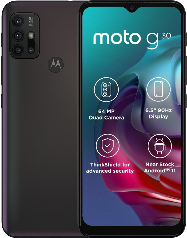 Смартфон Motorola Moto G30 6/128 ГБ, Dual nano SIM, темный жемчуг ...