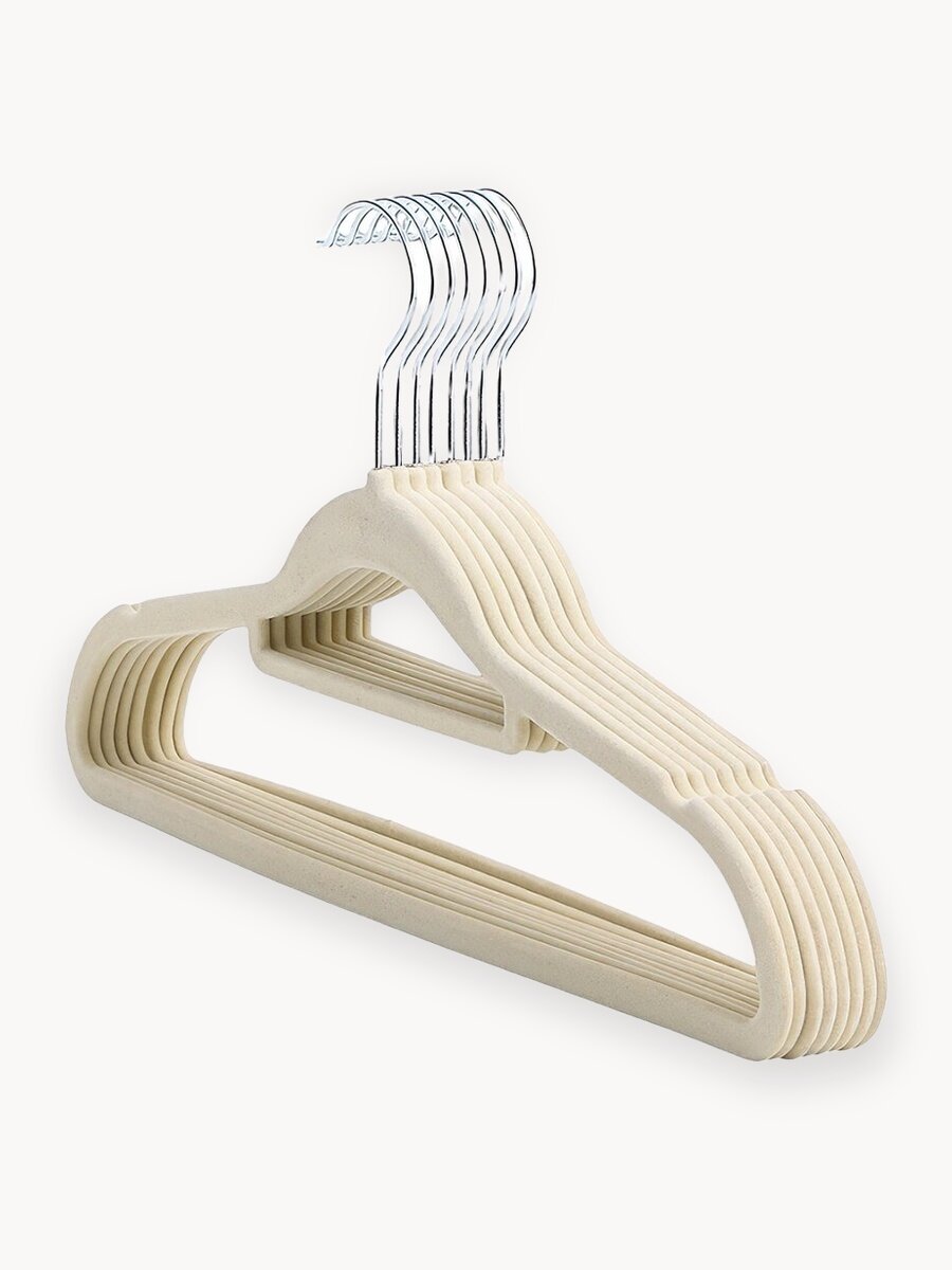 Вешалки плечики для одежды бархатные Ridberg, набор 10 шт (Biege)