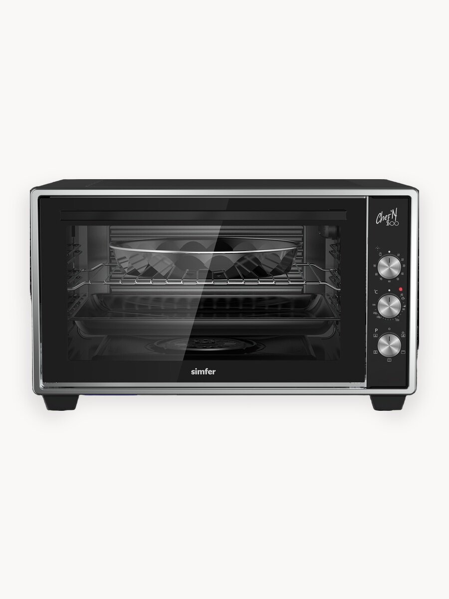 Духовой шкаф электрический Simfer M50B05 настольный, 50л, 5 режимов, паровая готовка, таймер, конвекция, 5 ЛЕТ гарантия