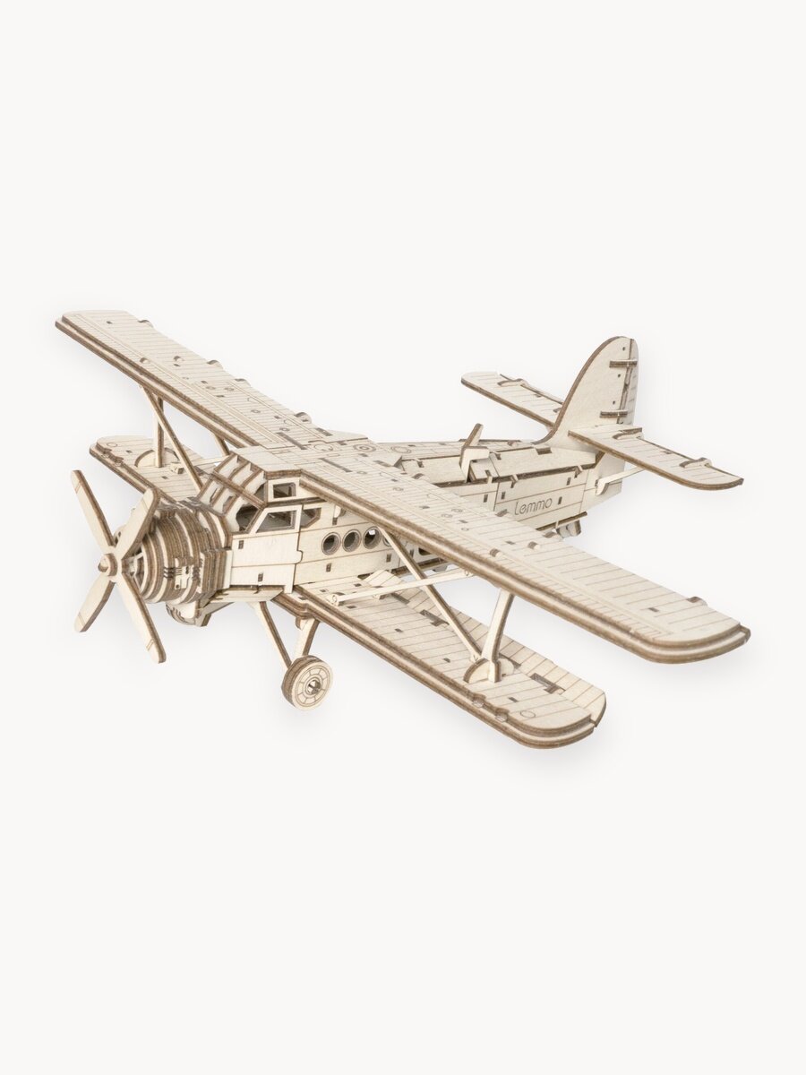 Деревянный конструктор, Сборная модель Самолет Lemmo "Арлан" с мотором