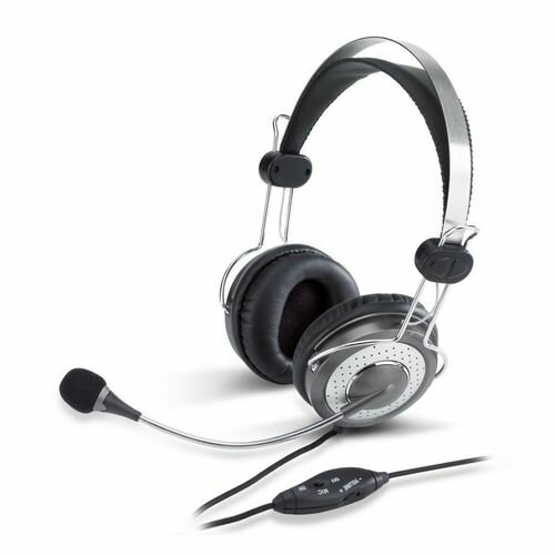 Гарнитура Genius HS-04SU, для компьютера, накладные, проводные, серый [31710045100]