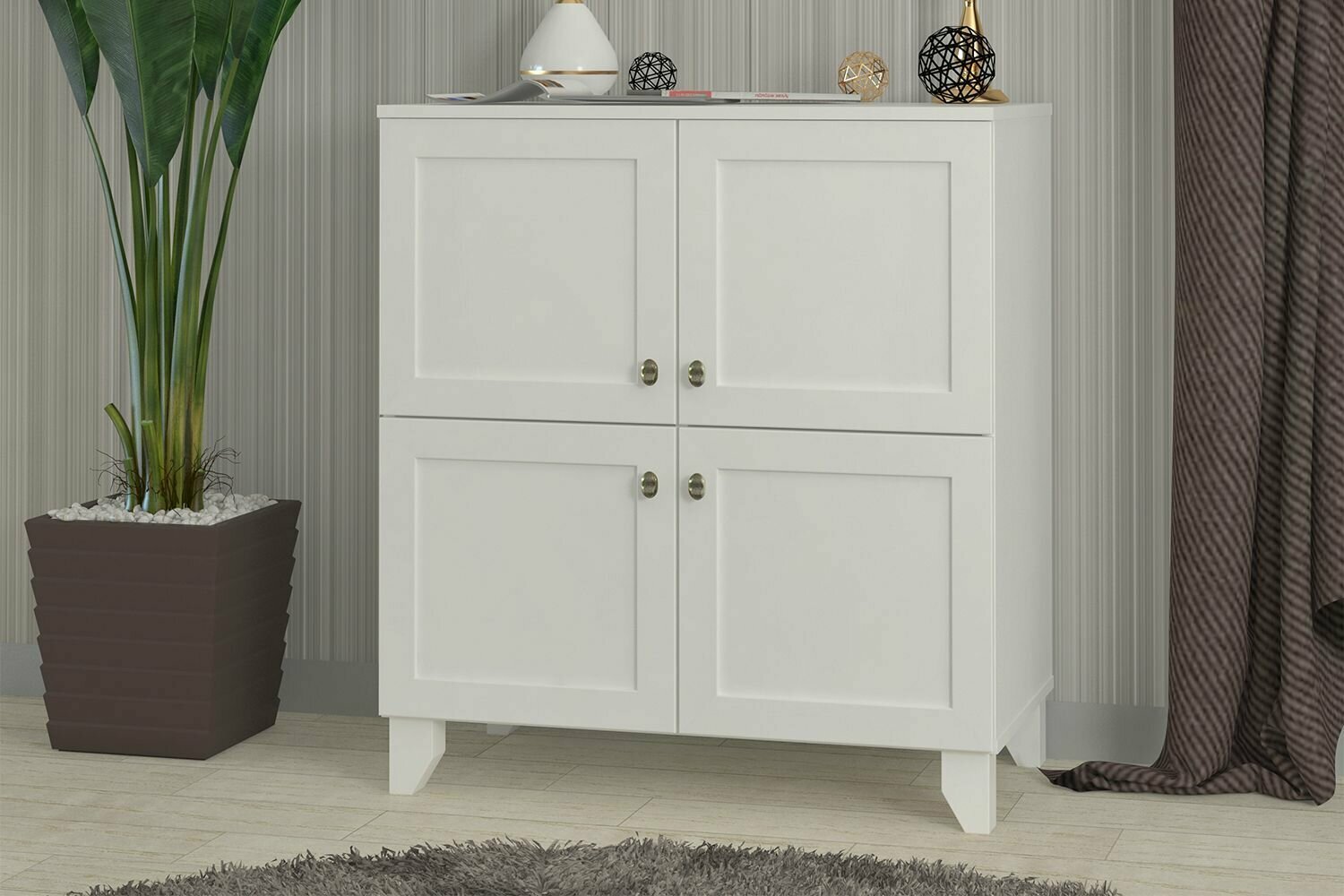 Комод Ренди 5М 80х40х90 белый, рамка квадро МДФ, ножка №3