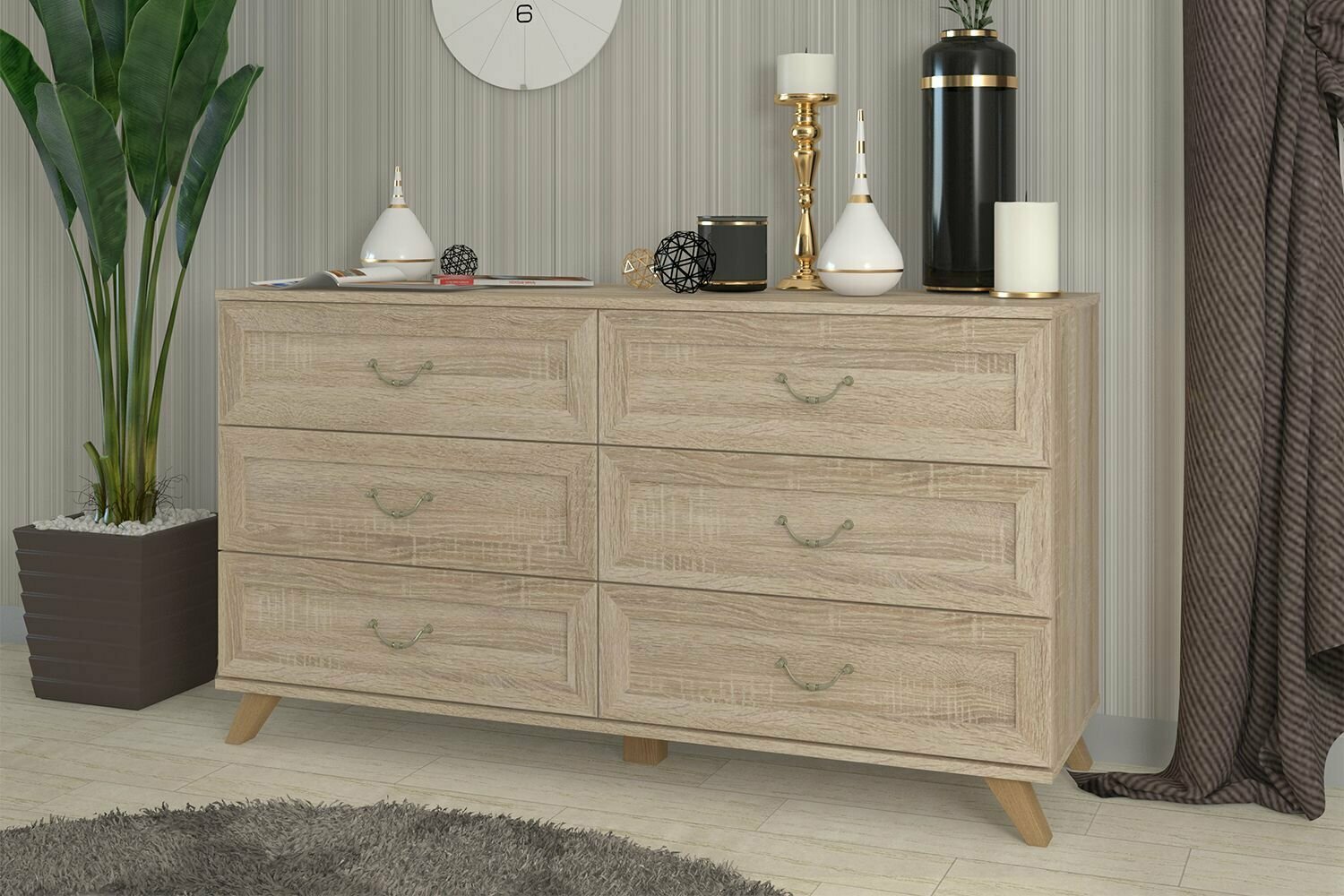 Комод Ренди 7М 140х40х80 дуб сонома, рамка квадро МДФ, ножка №1