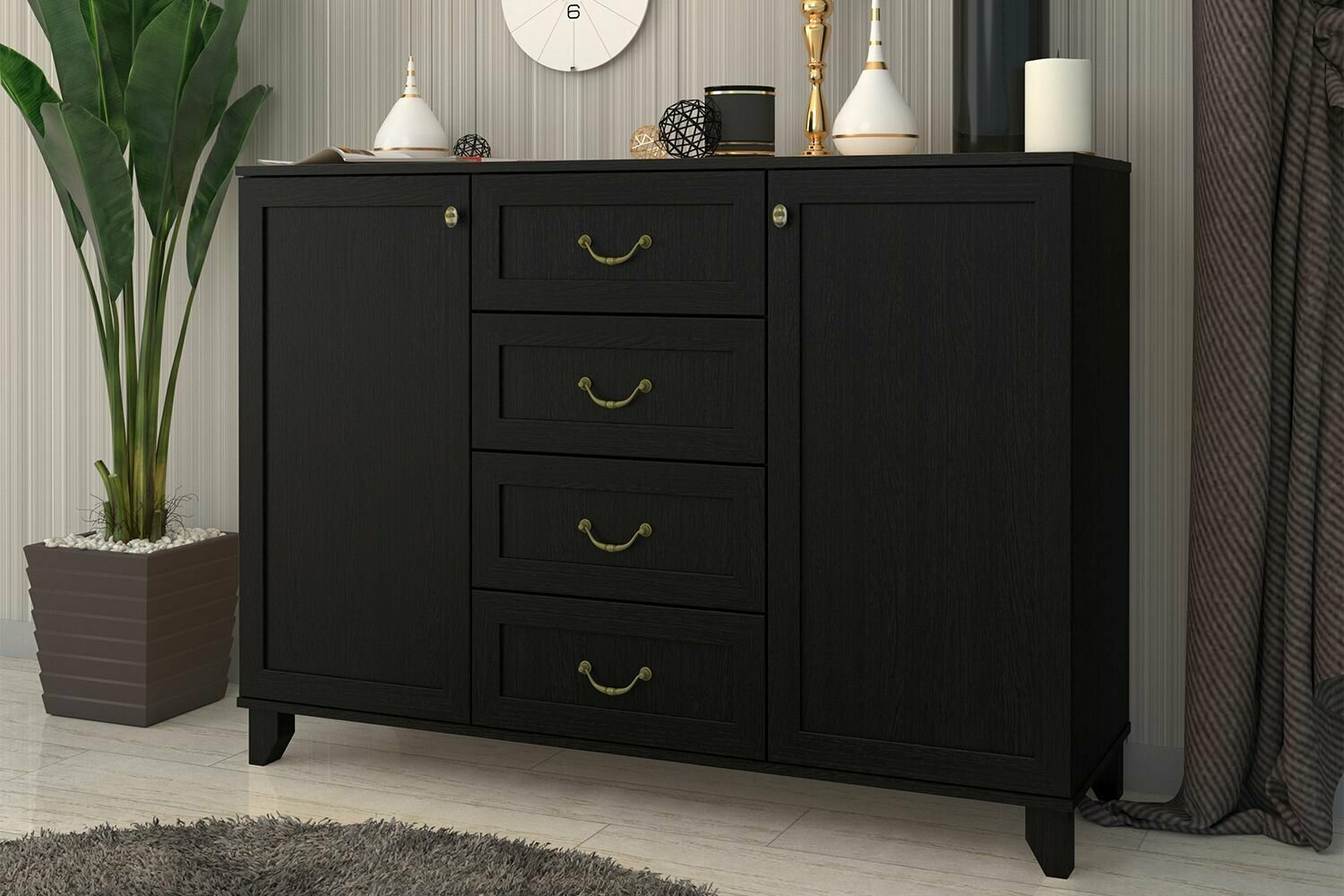 Комод Ренди 26М 140х40х80 венге цаво, рамка квадро МДФ, ножка №3