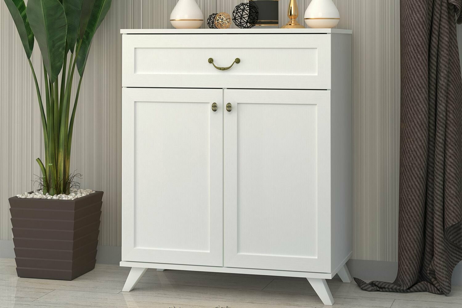 Комод Ренди 24М 80х40х100 белый, рамка квадро МДФ, ножка №1