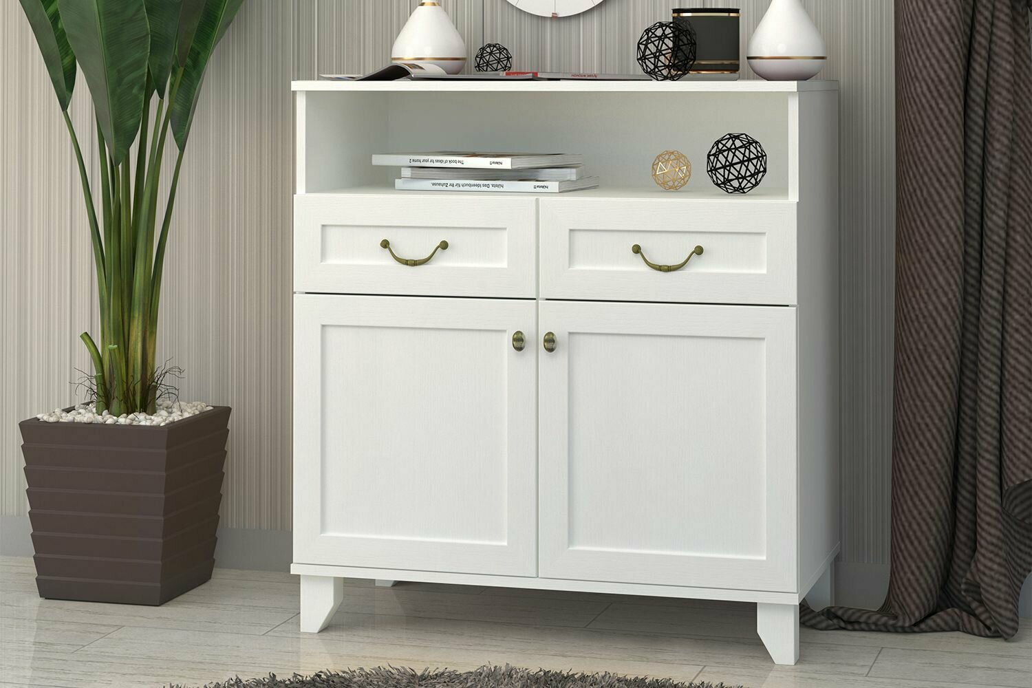 Комод Ренди 31М 80х40х90 белый, рамка квадро МДФ, ножка №3