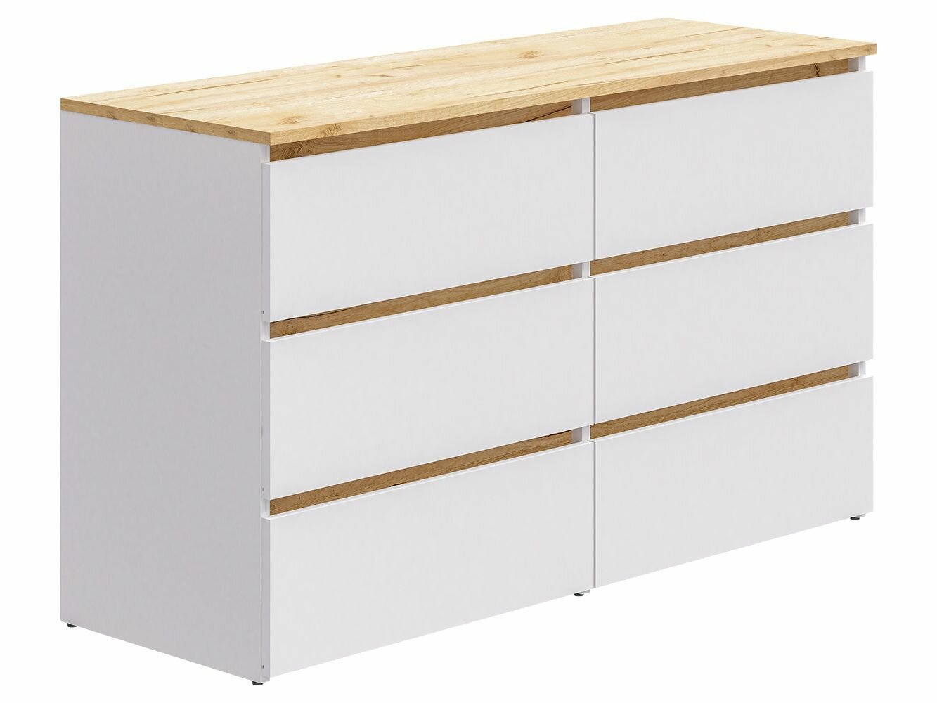 Комод широкий с ящиками К-30 Крафт Золотой-Белый 70х120х42