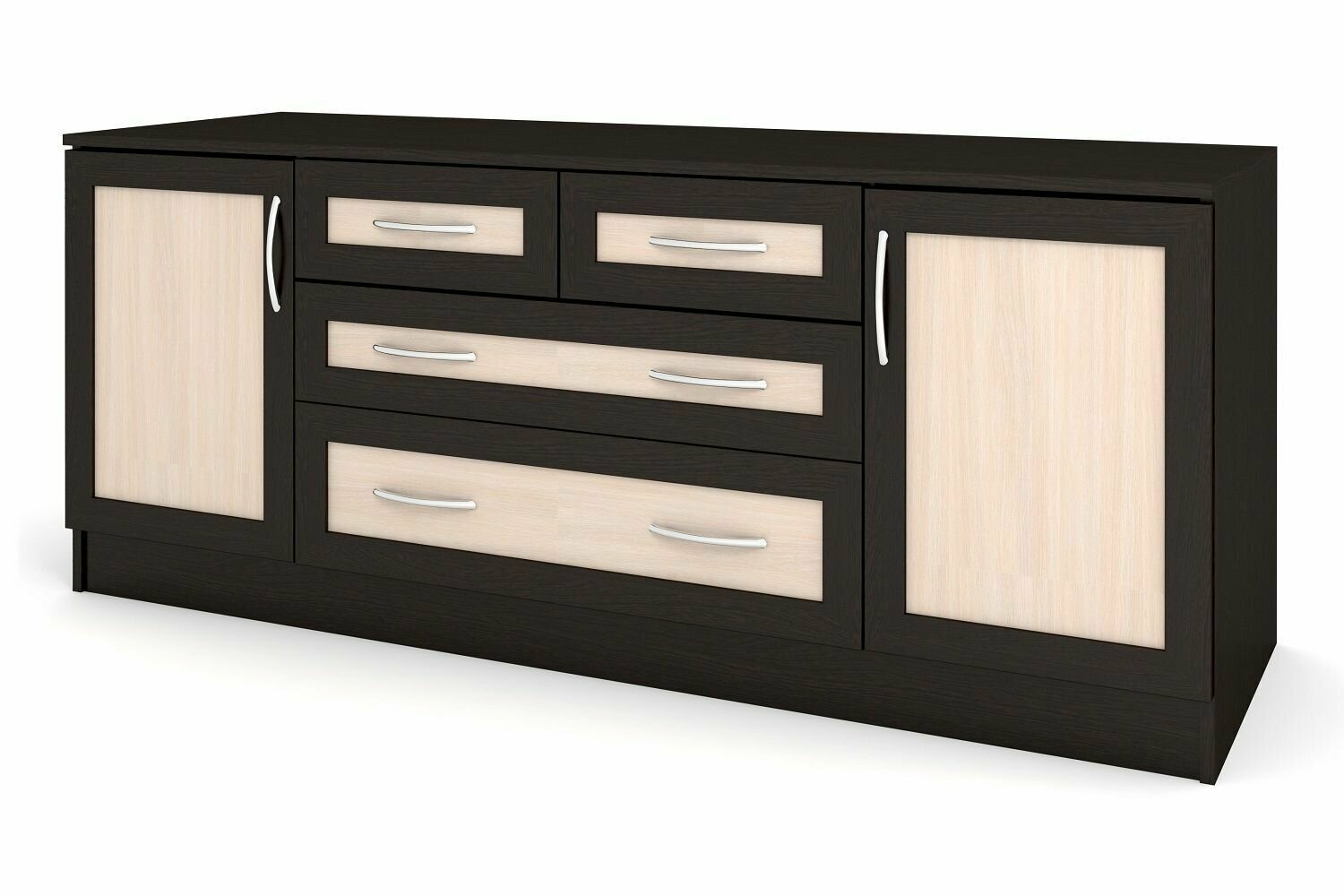 Комод Иван 2:3:2 156х50х64 венге цаво, дуб млечный, рамка квадро