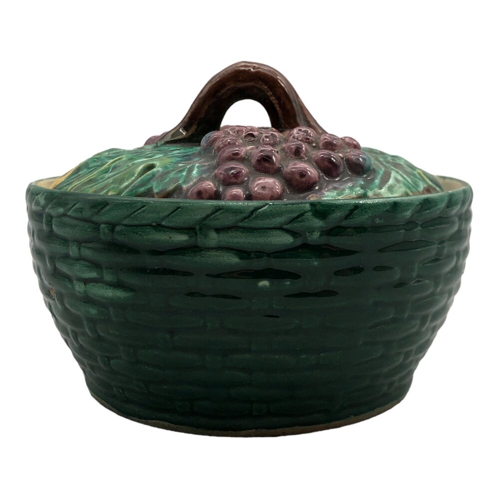 Фарфоровая масленка "Лоза винограда" 1889-1917 гг, Кузнецов, Российская Империя