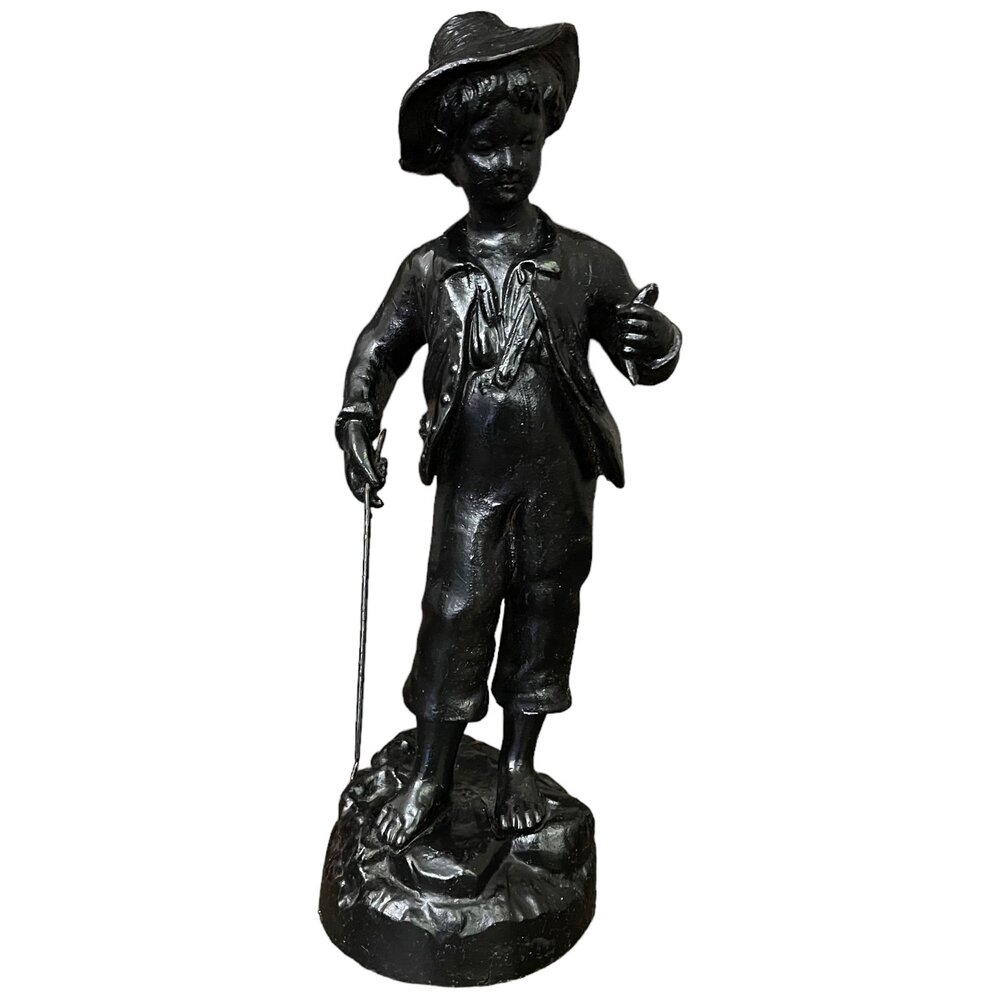 Чугунная статуэтка "Том Сойер, рыбак" 1982 г. Куса, СССР
