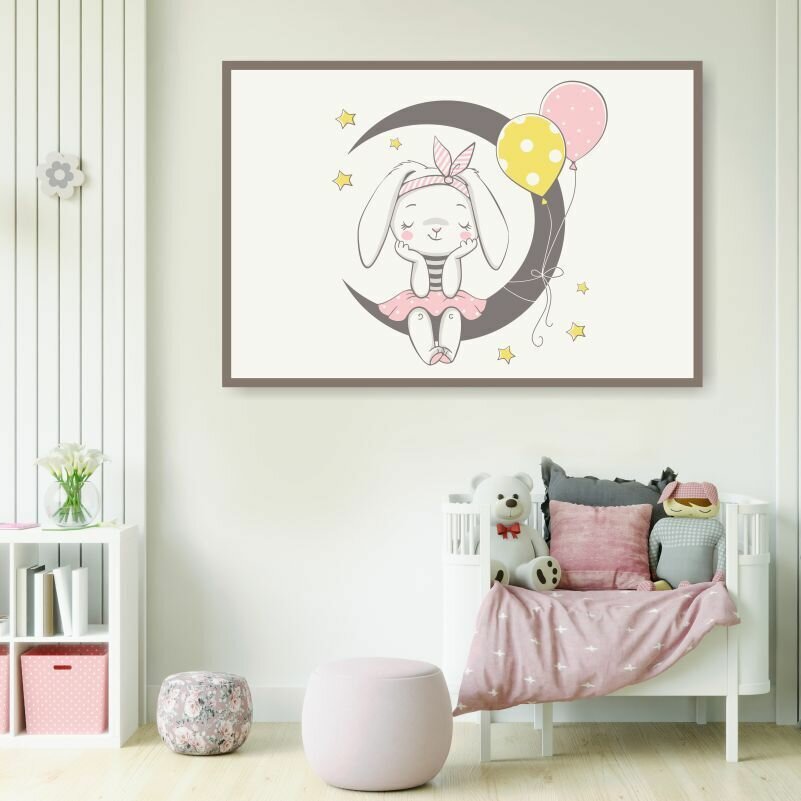 Постер Зайчик На Месяце Для Детской Горизонтальный 40х30 см в тубусе ПолиЦентр