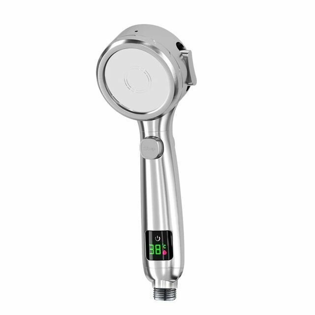 Душевой набор лейка с LED дисплеем и шлангом, хромированный