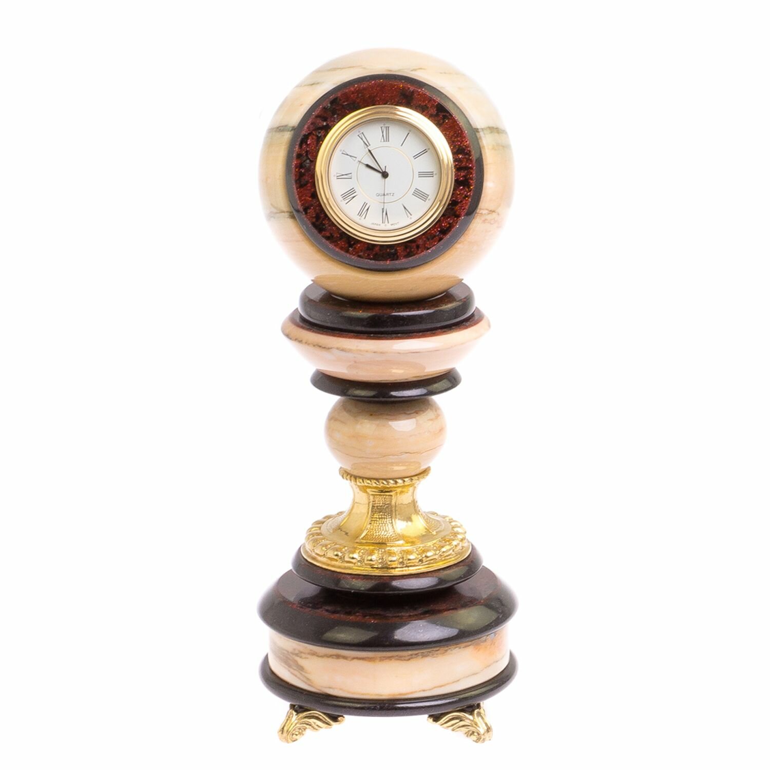 Настольные часы "Шар Антистресс" 10 см на подставке из мрамора