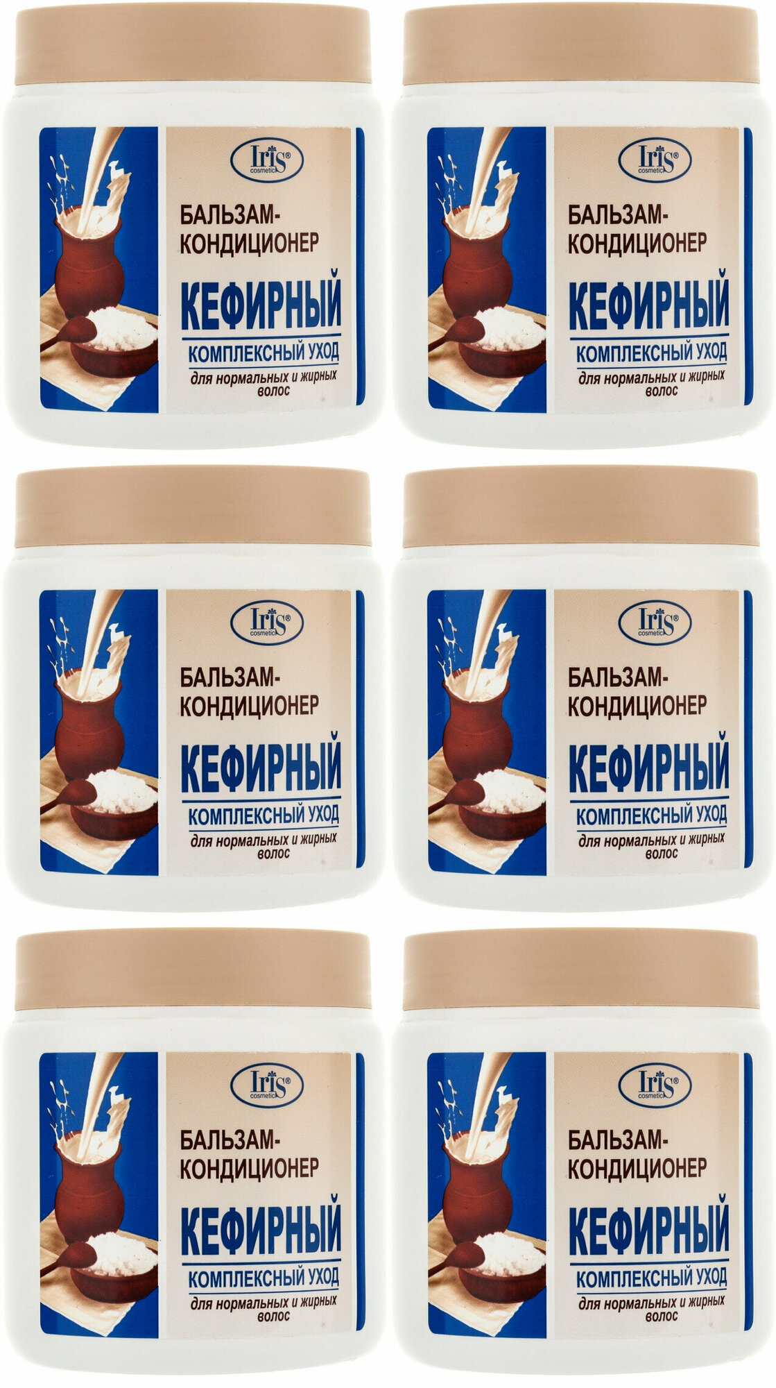Iris бальзам-кондиционер для волос Кефирный, 500 мл, 6 шт