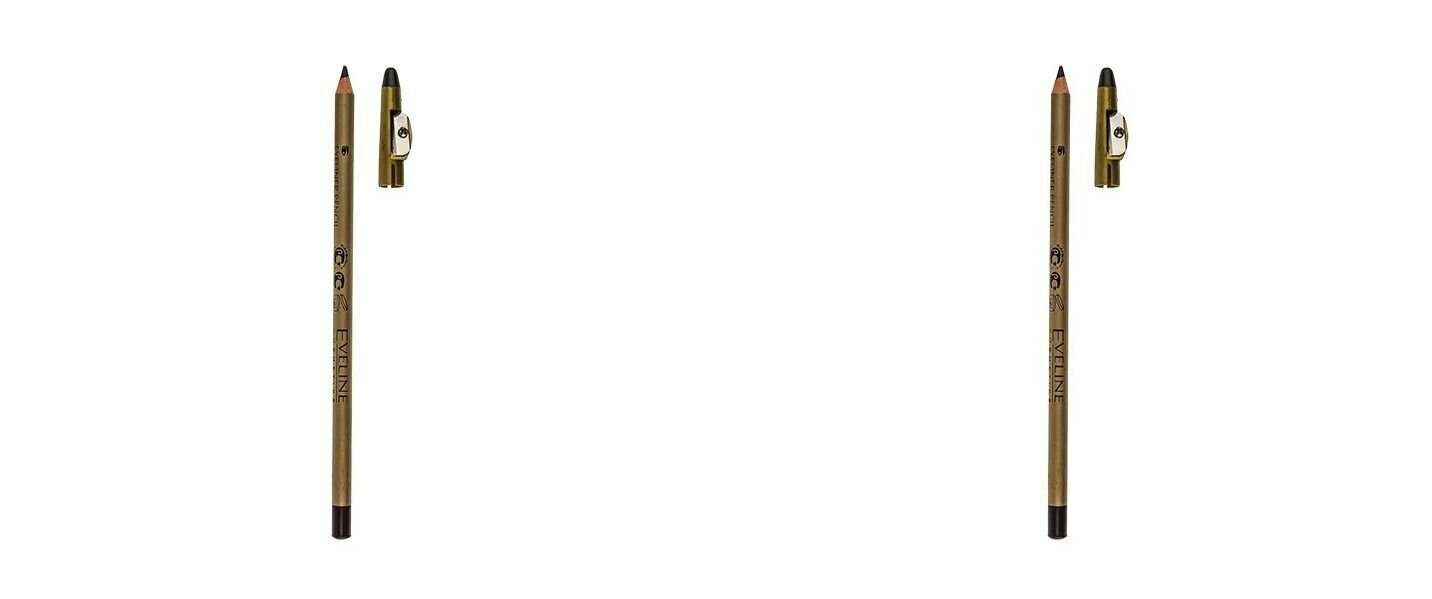 Eveline Cosmetics Карандаш для глаз Водостойкий с точилкой Коричневый, 2 шт.