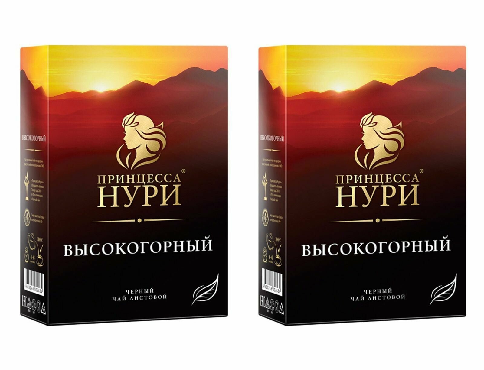 Принцесса Нури Чай листовой Высокогорный, черный, 100 г, 2 шт
