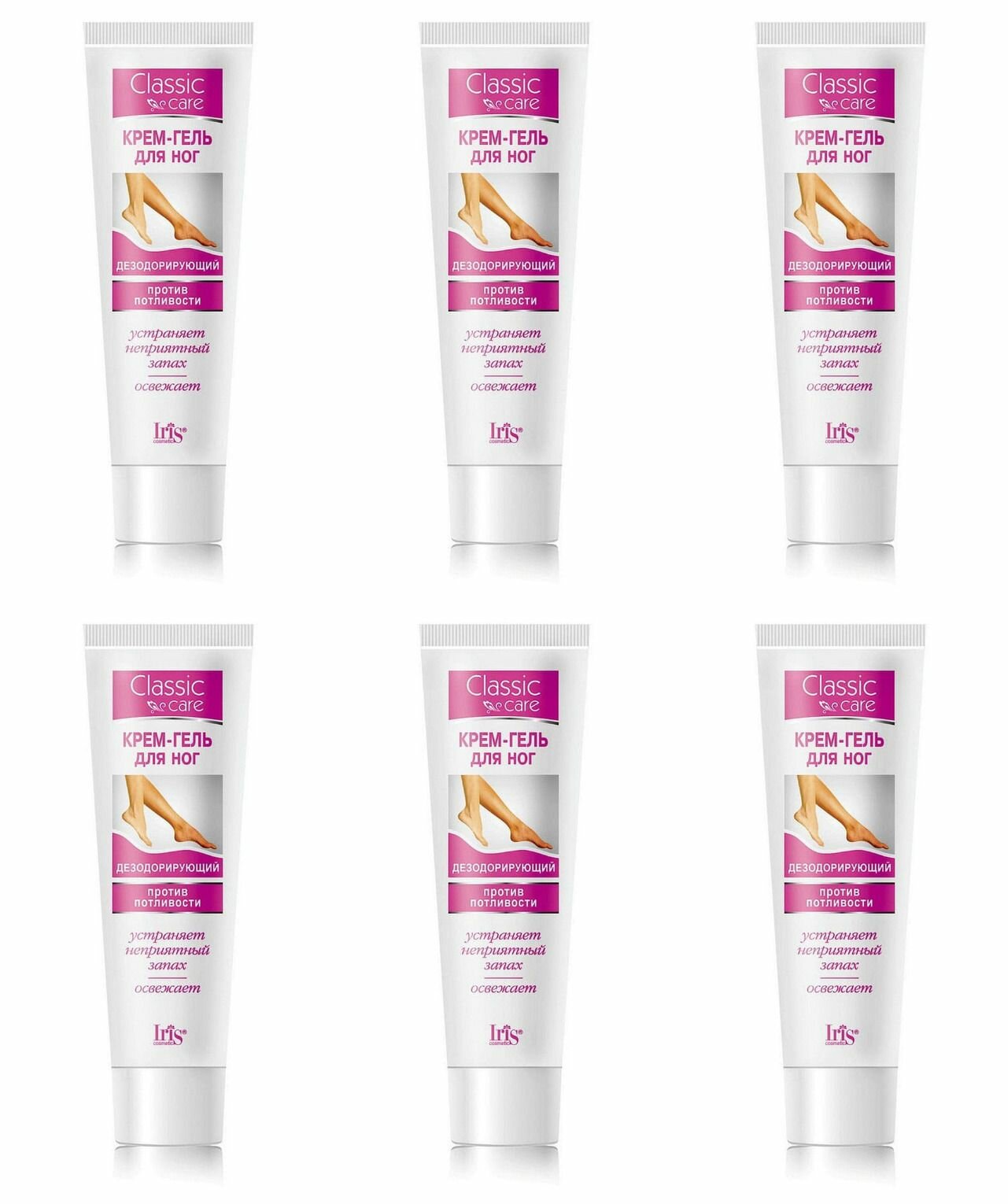Iris Крем-гель для ног дезодорирующий против потливости 100 мл 6 шт