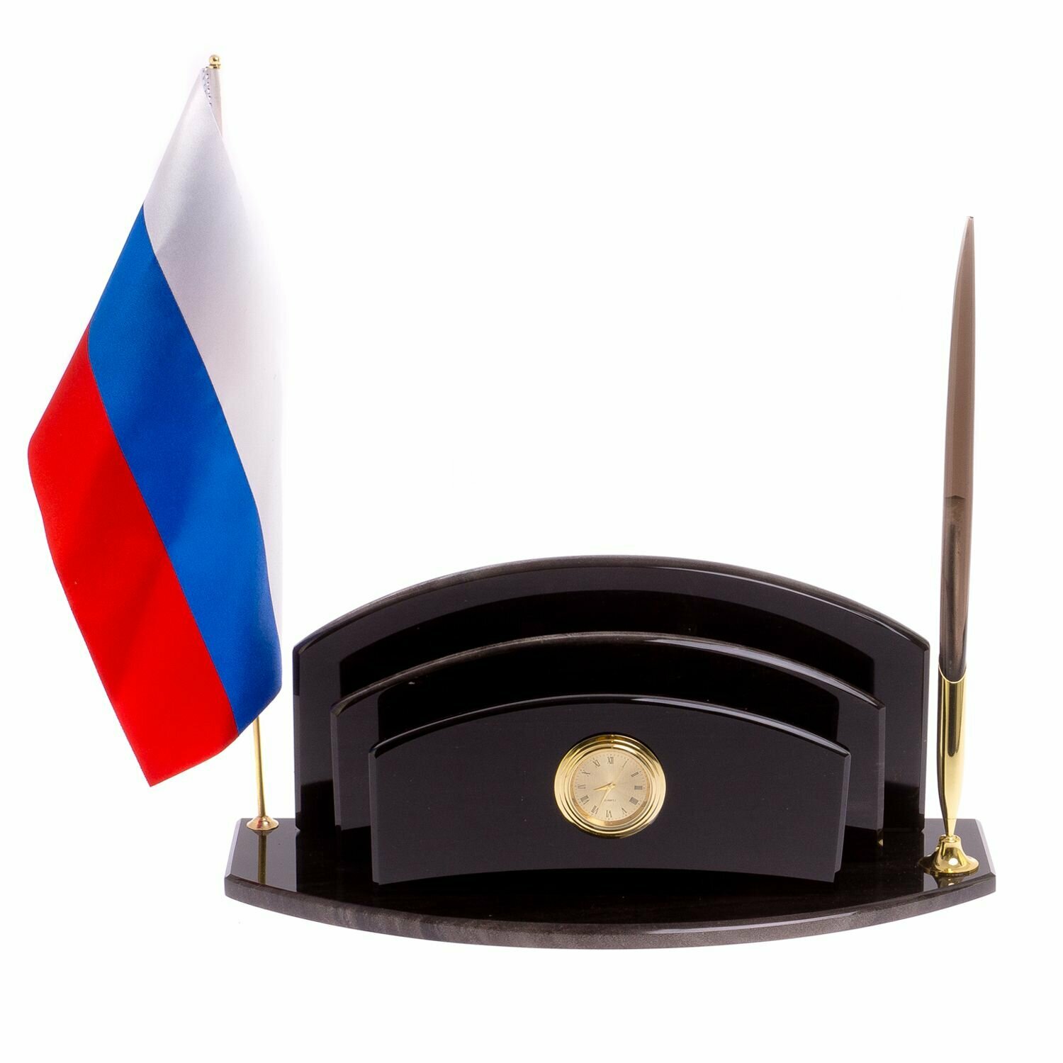 Набор для офисного стола "Мини 4" из черно-серого обсидиана 125812