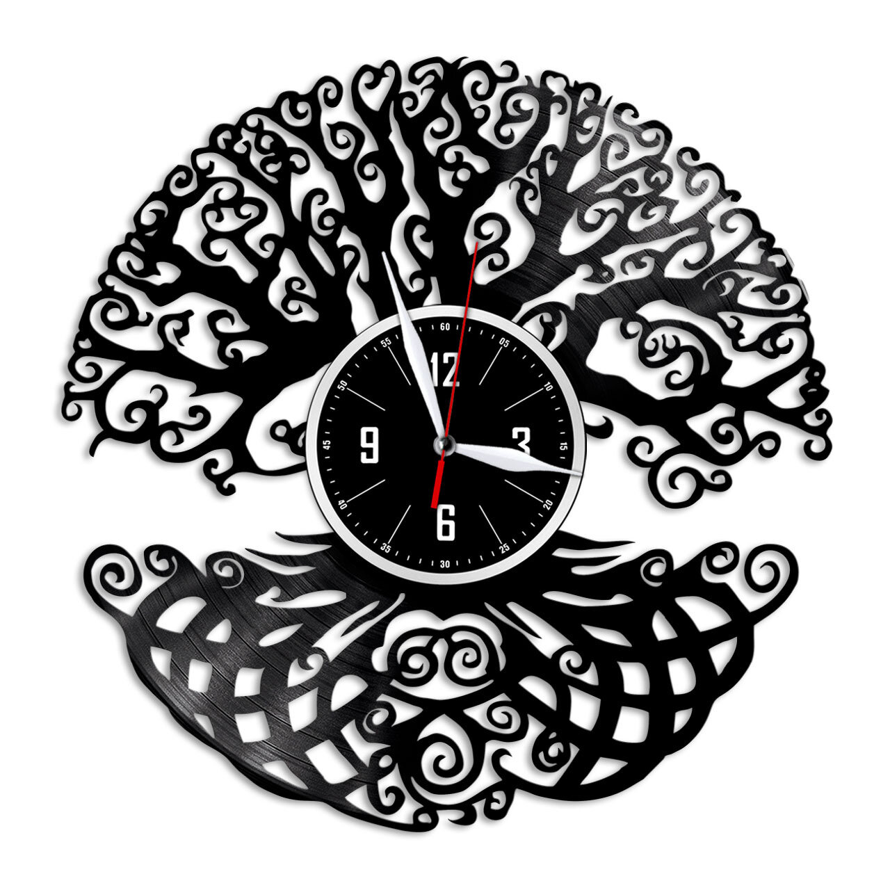 Дерево Жизни - настенные часы из виниловой пластинки