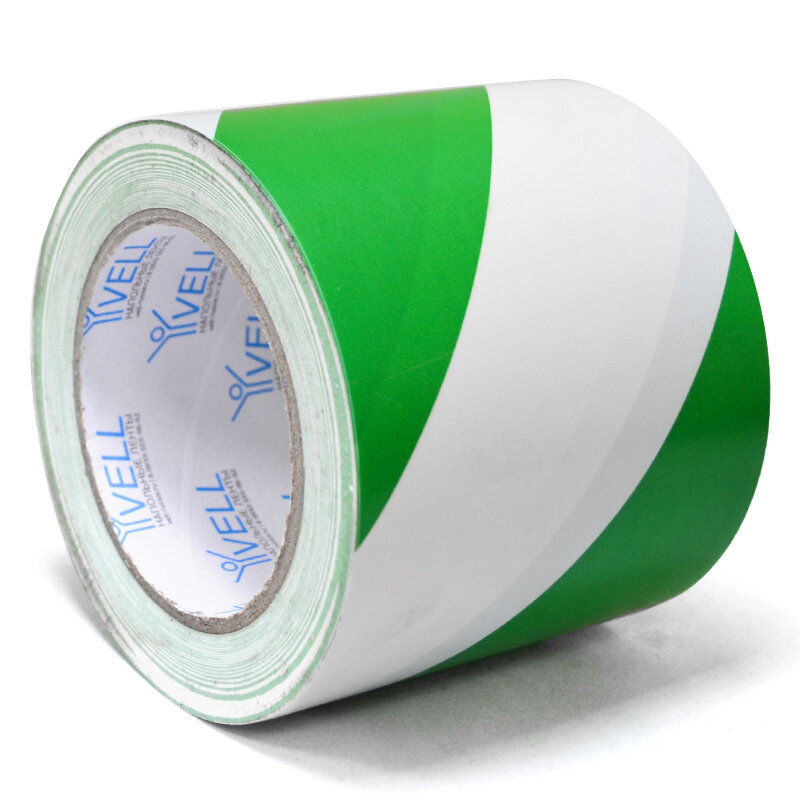 Набор Лента Vell Standart для разметки самоклеящаяся, ПВХ 100мм х 33м х 0.15 мм, зелено-белый {1355302} (3 шт)
