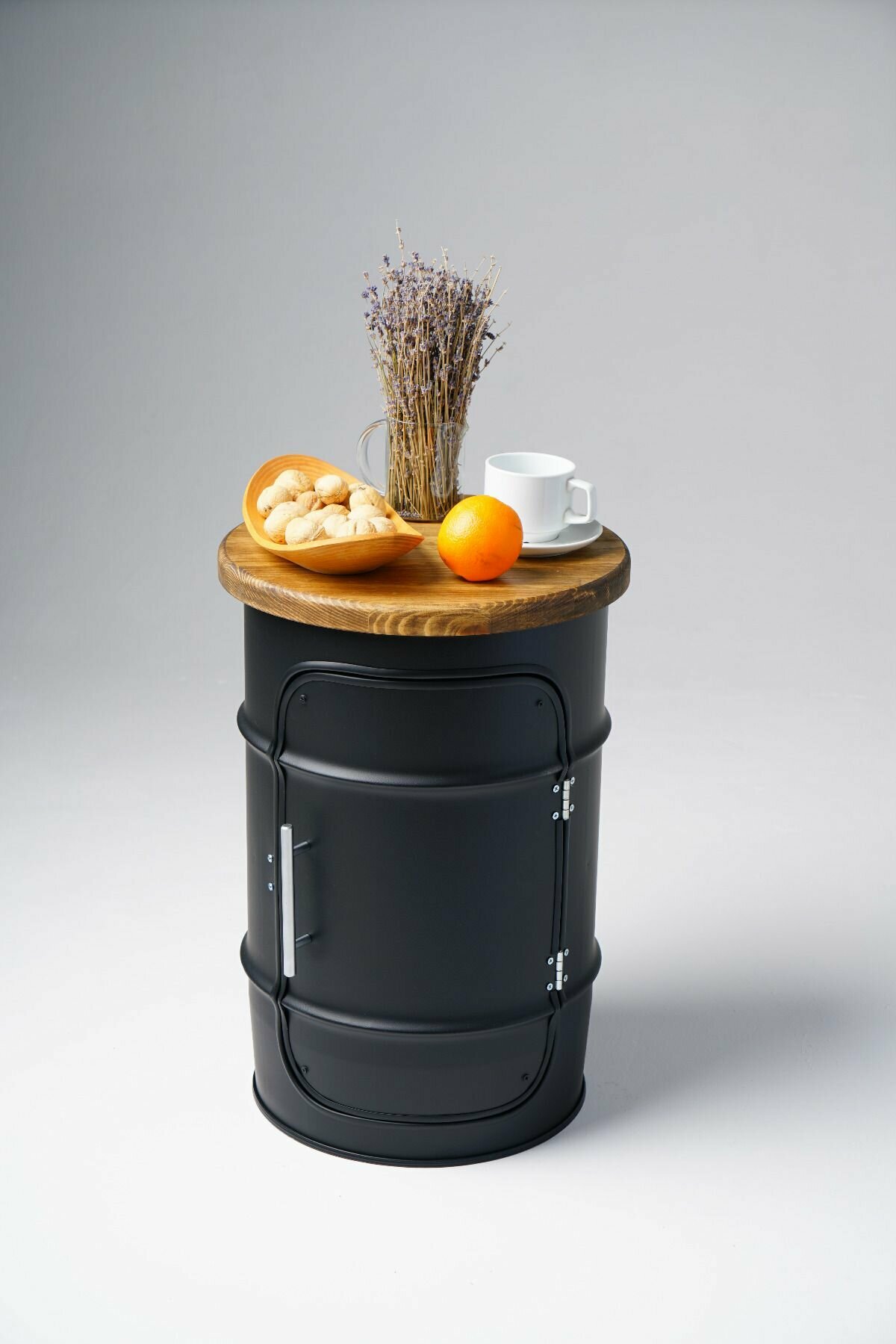 Тумба прикроватная Starbarrel pro mini black wood бочка - шкаф с дверью