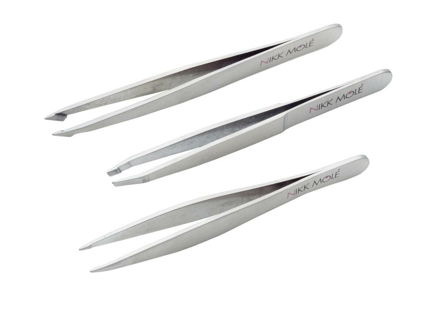Набор пинцетов Nikk Mole 3шт (Серебро)