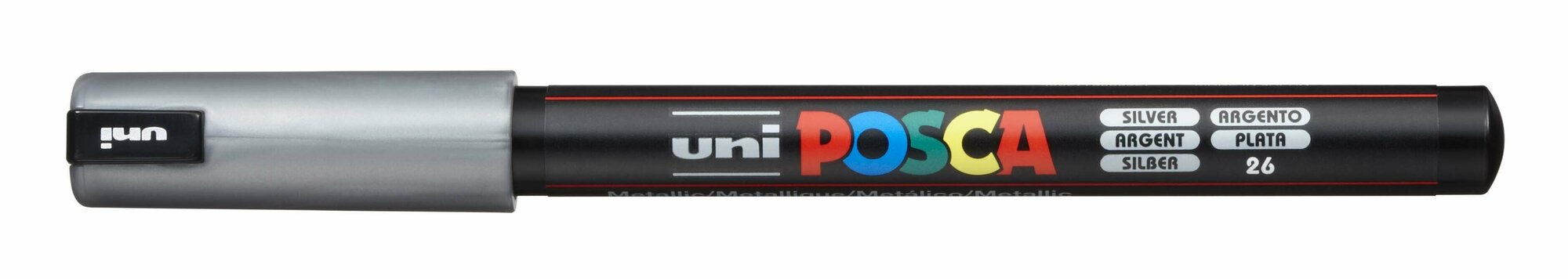 Маркер акриловый UNI POSCA PC-1MR, серебряный, 0.7 мм, наконечник игольчатый