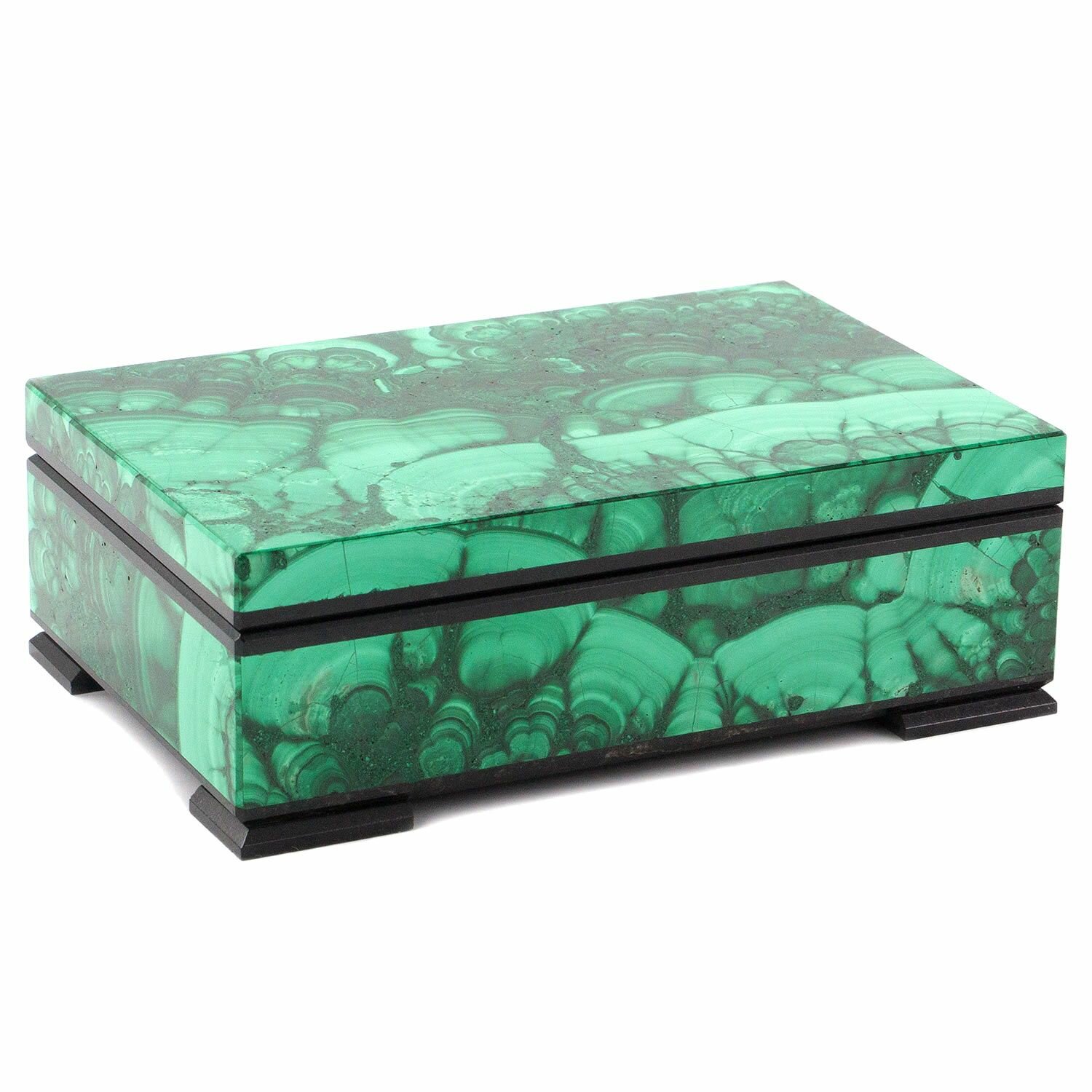 Малахитовая шкатулка для украшений 12х8х4,5 см 120481