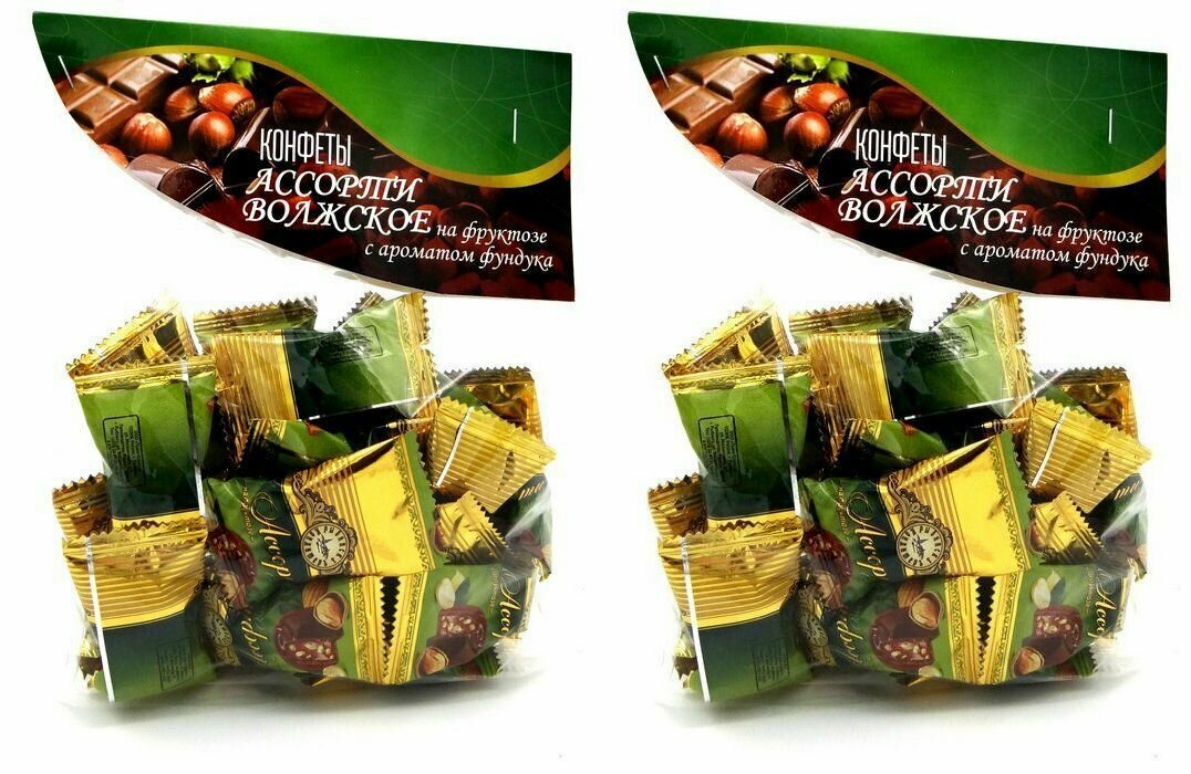 Конфеты Шугарофф, Ассорти Волжское, Фундук на фруктозе, 180 г, 2 уп