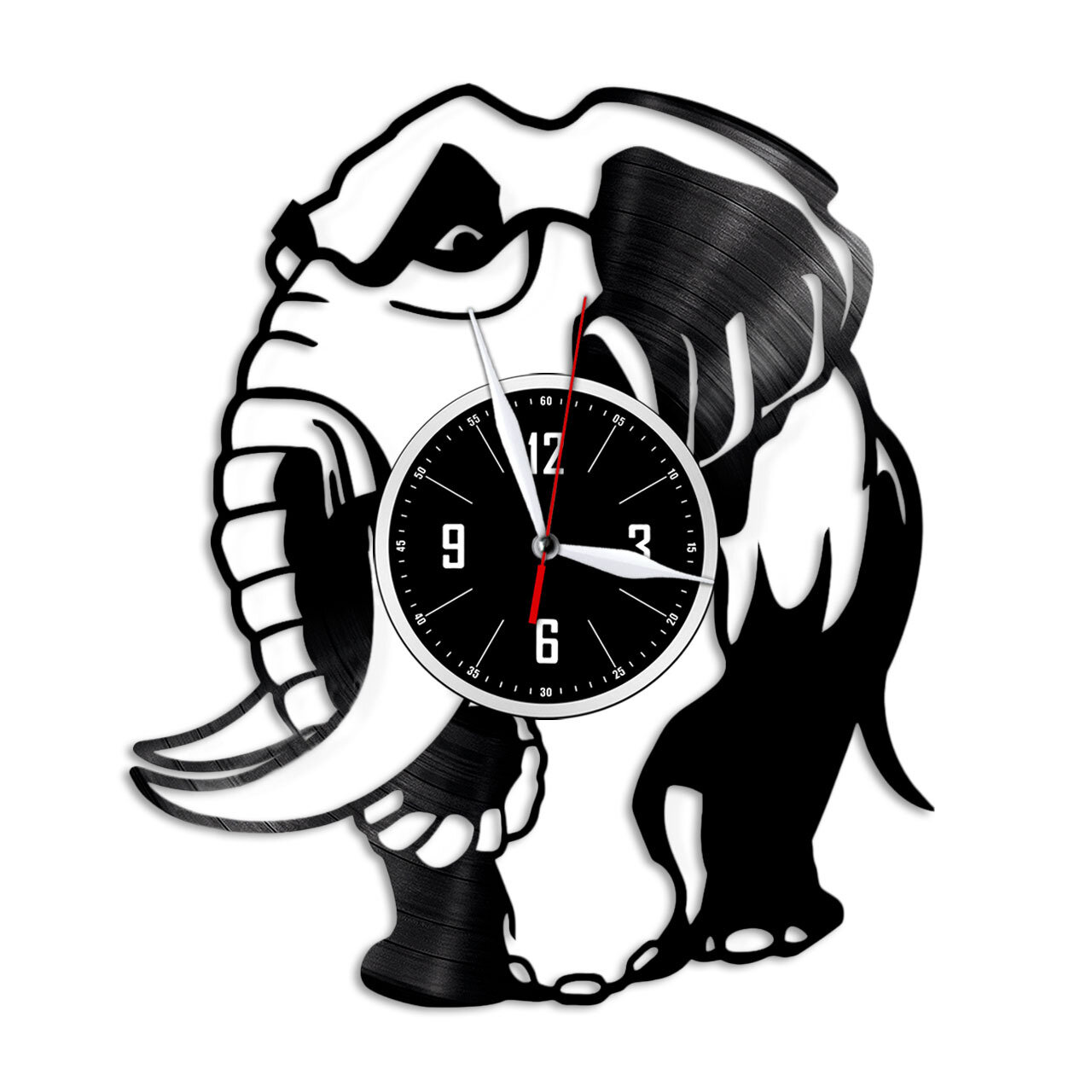 Слон - настенные часы из виниловой пластинки