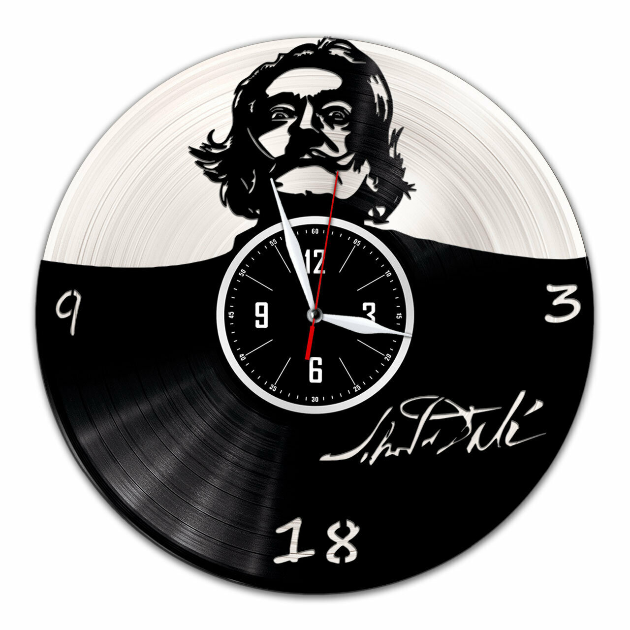 Сальвадор Дали - настенные часы из виниловой пластинки (с серебряной подложкой)