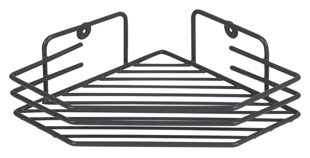 Полка для ванной угловая Рыжий кот металлическая термопластичное покрытие графит 20.5х20.5х6.5см / полочка настенная