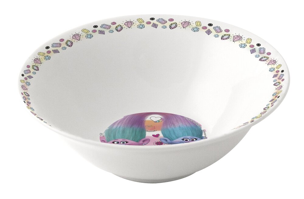 Миска Stor "Тролли Краски", керамика, детская тарелка, обеденная, глубокая, с рисунком